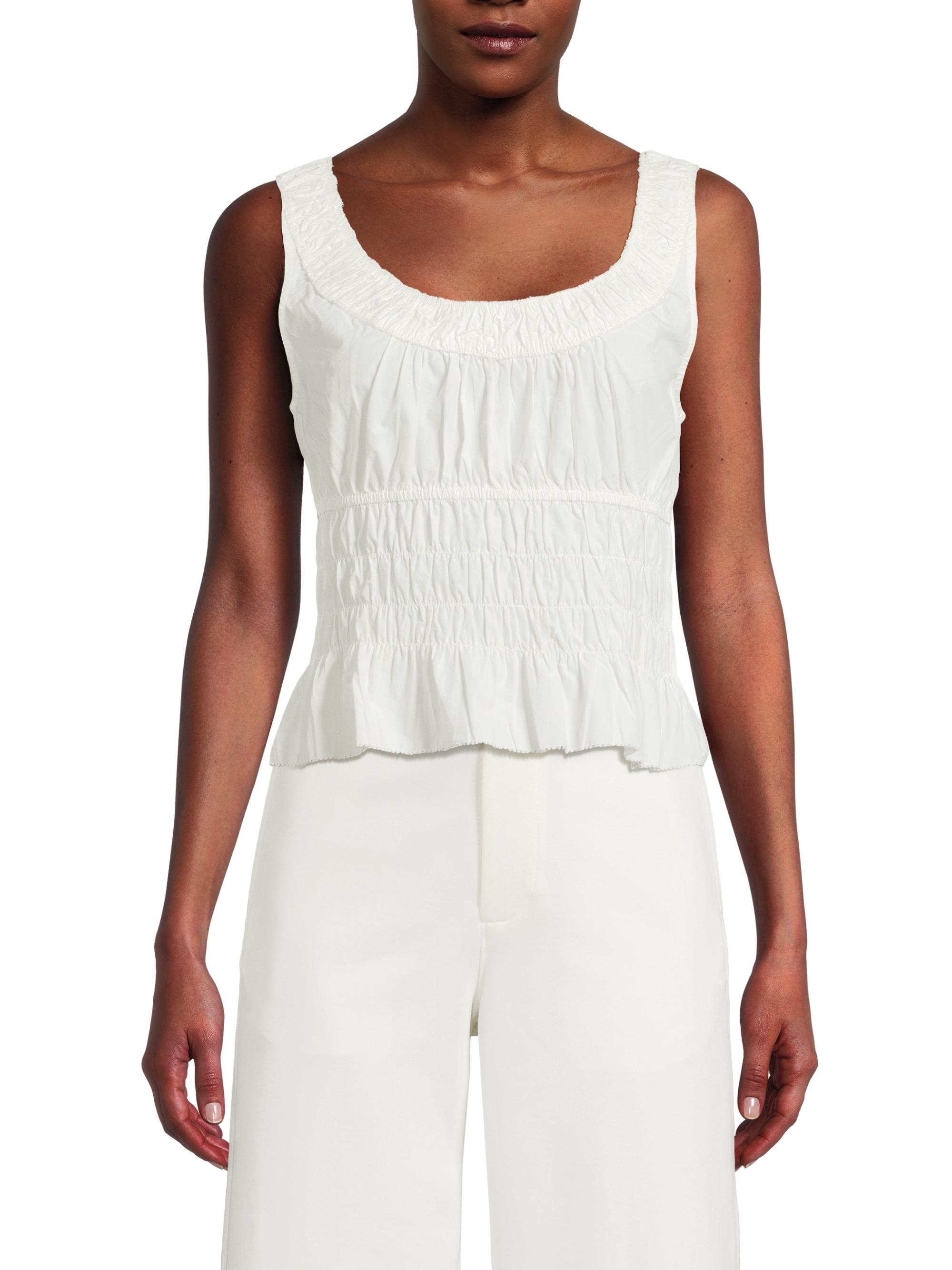 Ciao Lucia Louisa Cotton Poplin Shirred Top | Saks Fifth Avenue