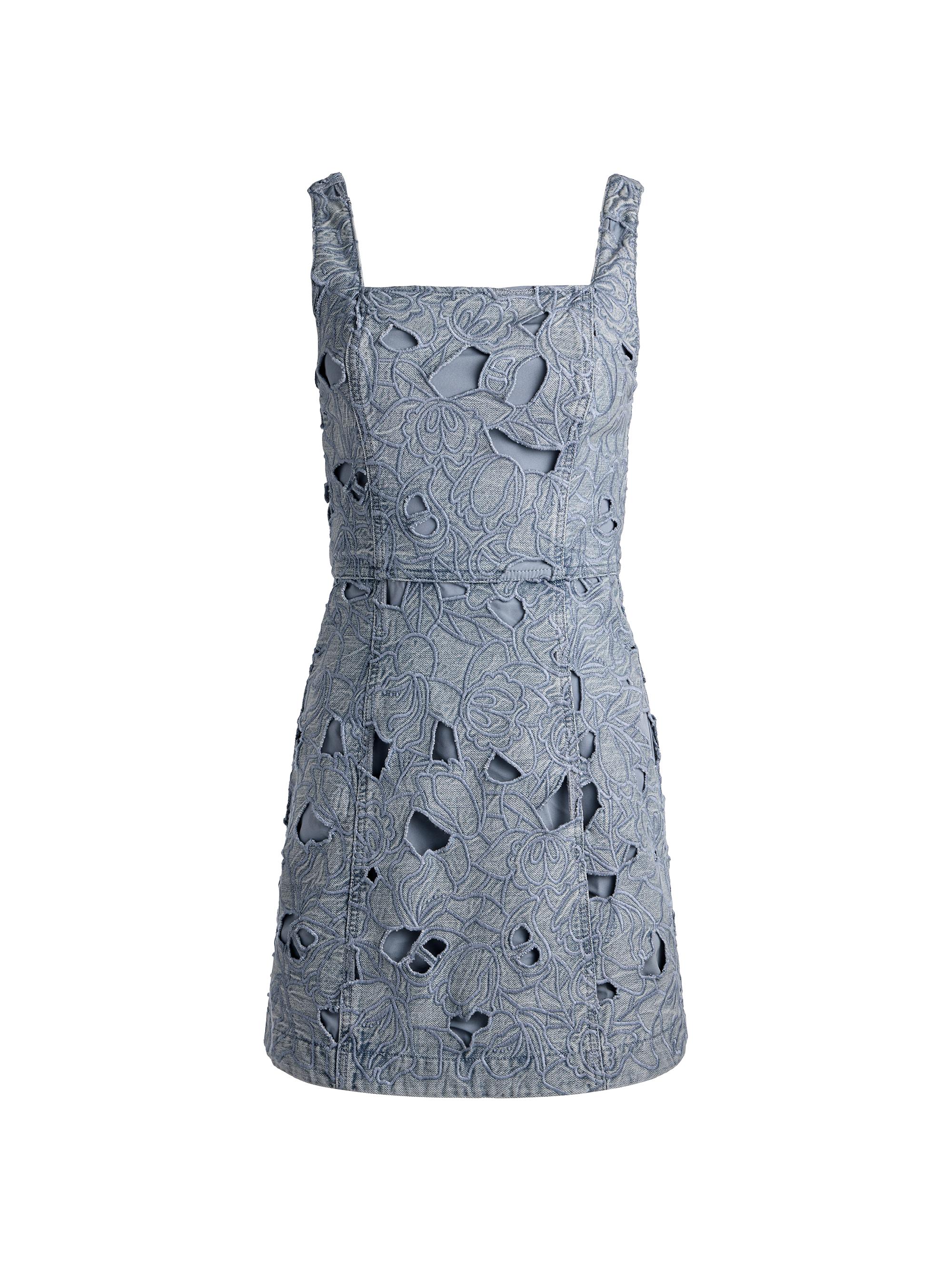 Alice + Olivia Maryann Embroidered Eyelet Denim Minidress | Saks Fifth ...