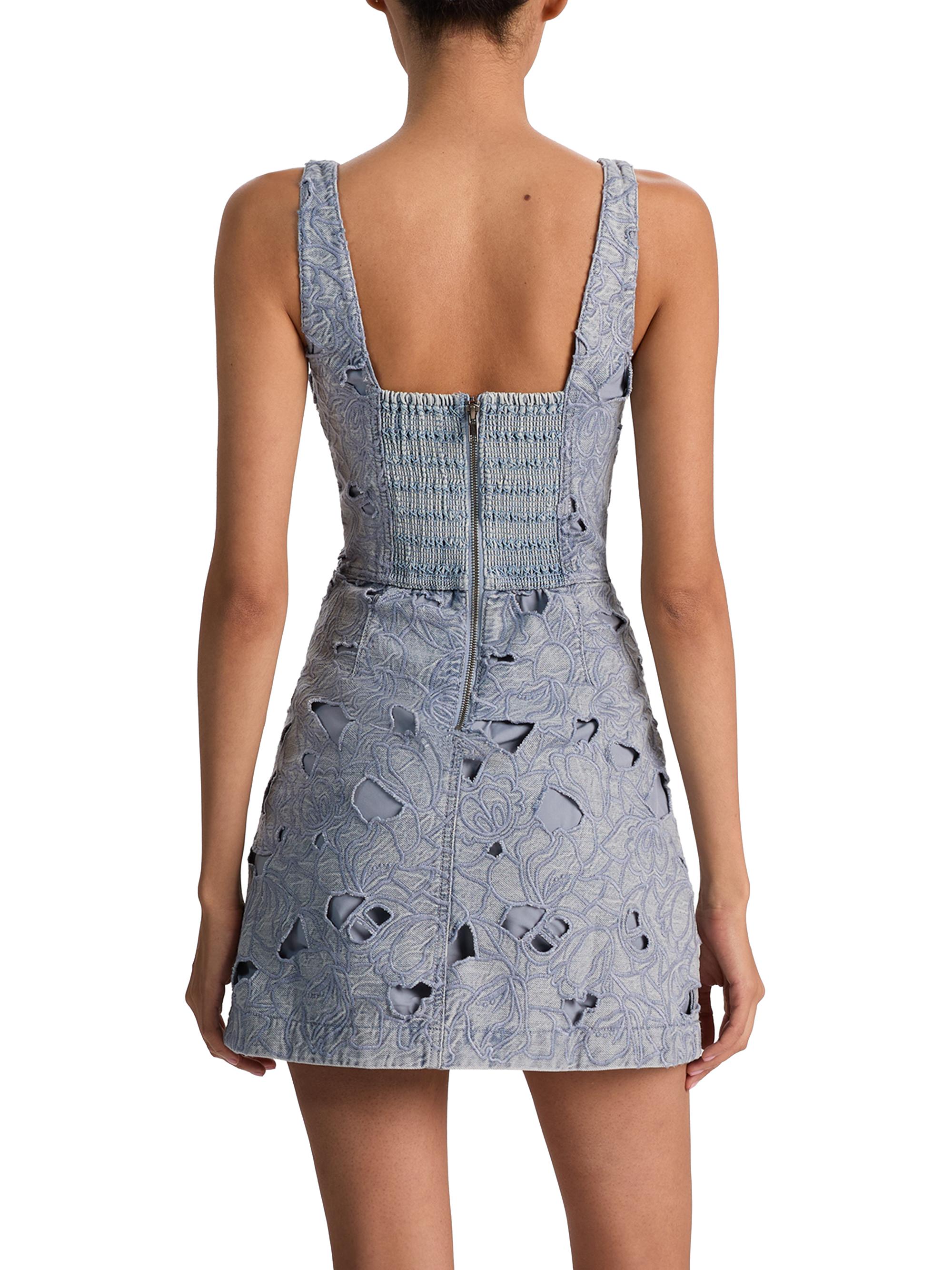 Alice + Olivia Maryann Embroidered Eyelet Denim Minidress | Saks Fifth ...