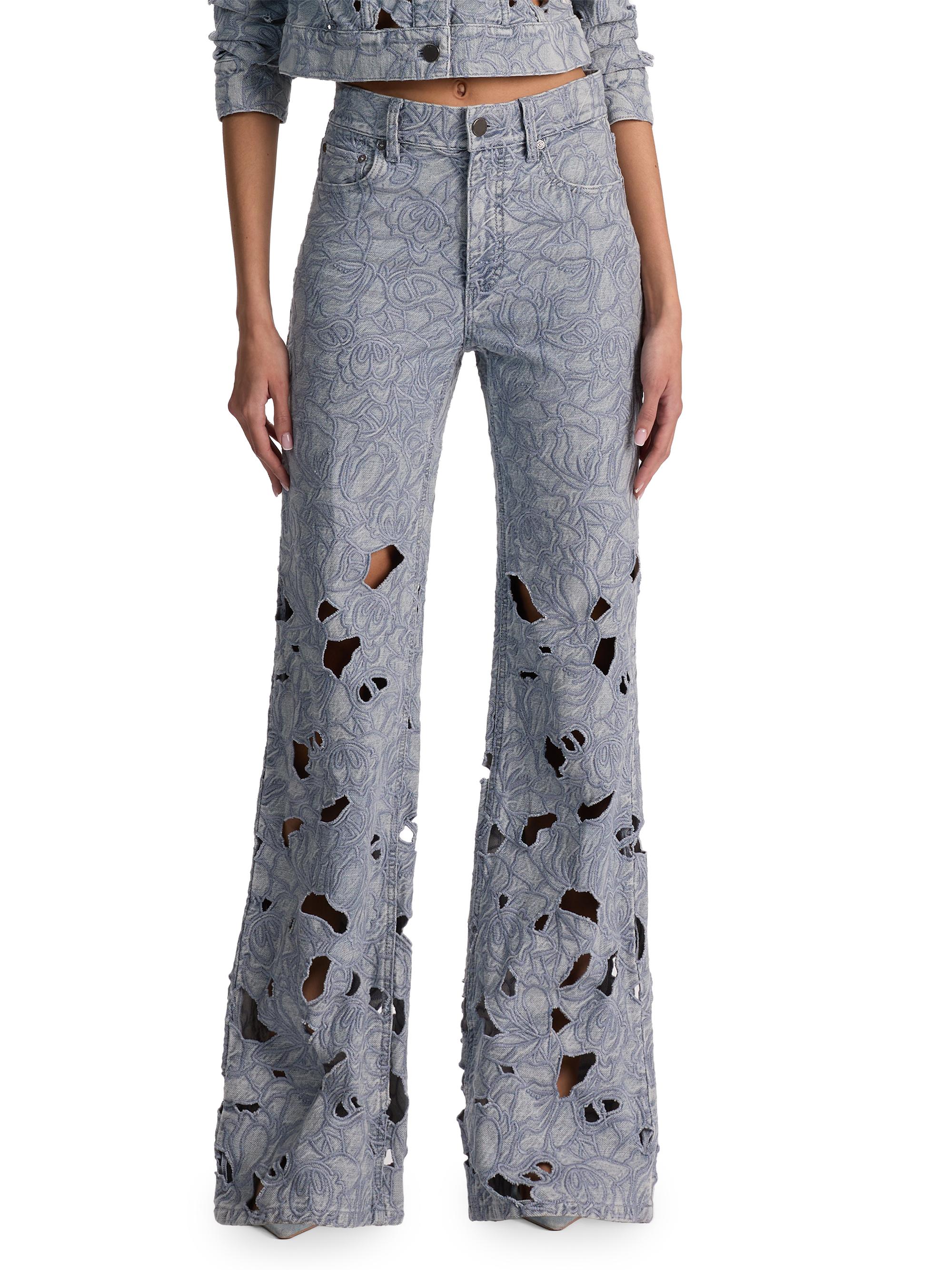 ALICE + OLIVIA Chic High-Rise Embroidered Eyelet Jeans | Saks Fifth Avenue