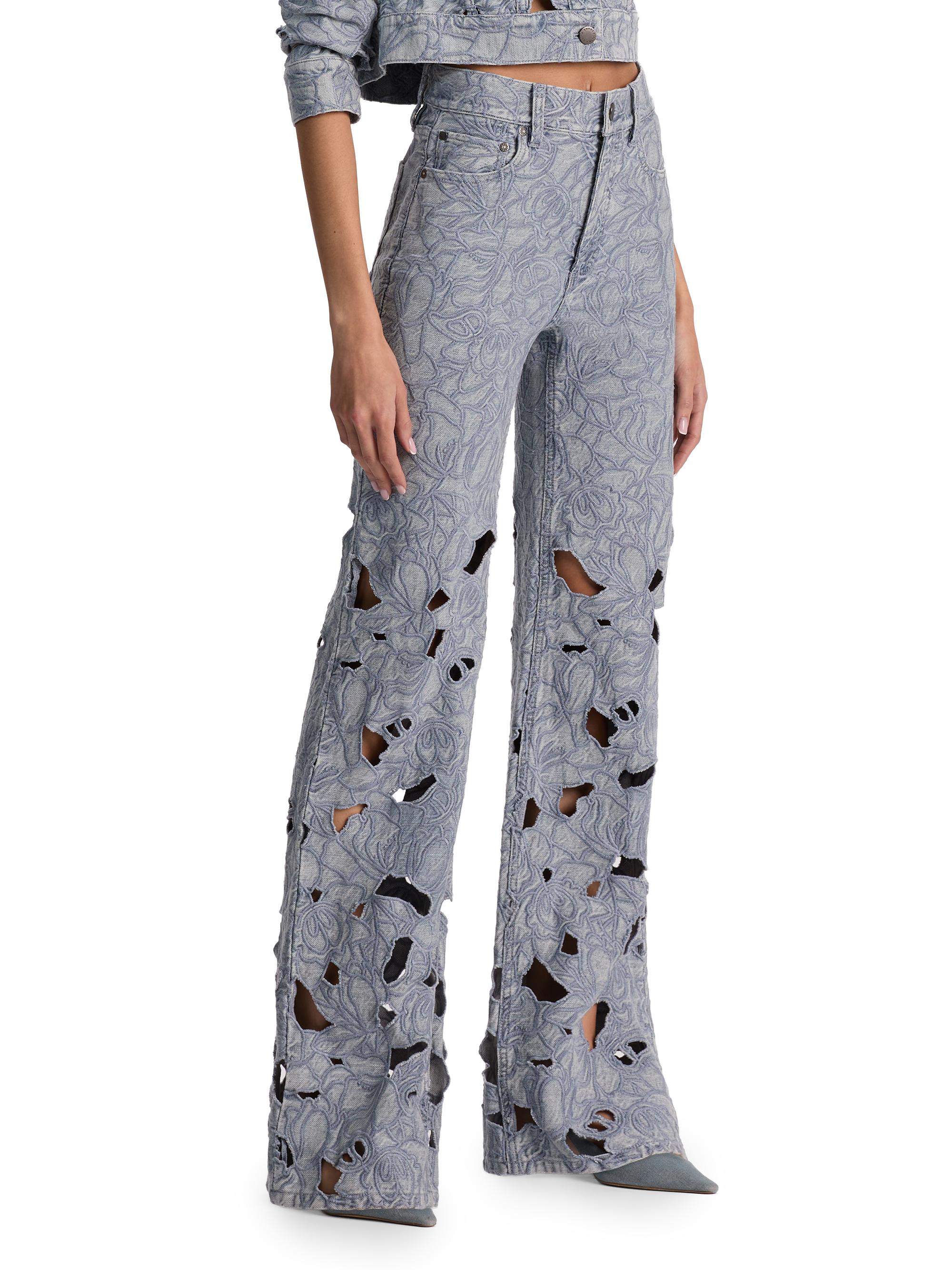 ALICE + OLIVIA Chic High-Rise Embroidered Eyelet Jeans | Saks Fifth Avenue