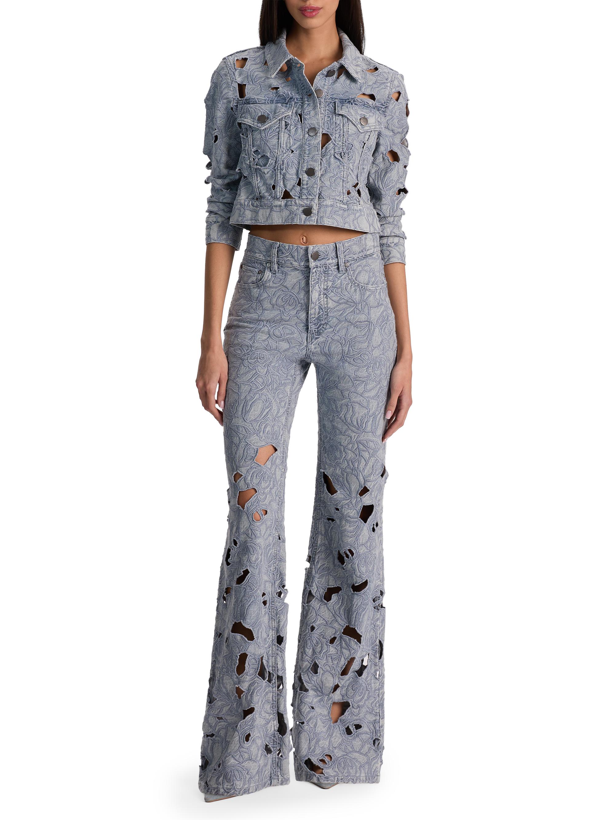 ALICE + OLIVIA Chic High-Rise Embroidered Eyelet Jeans | Saks Fifth Avenue