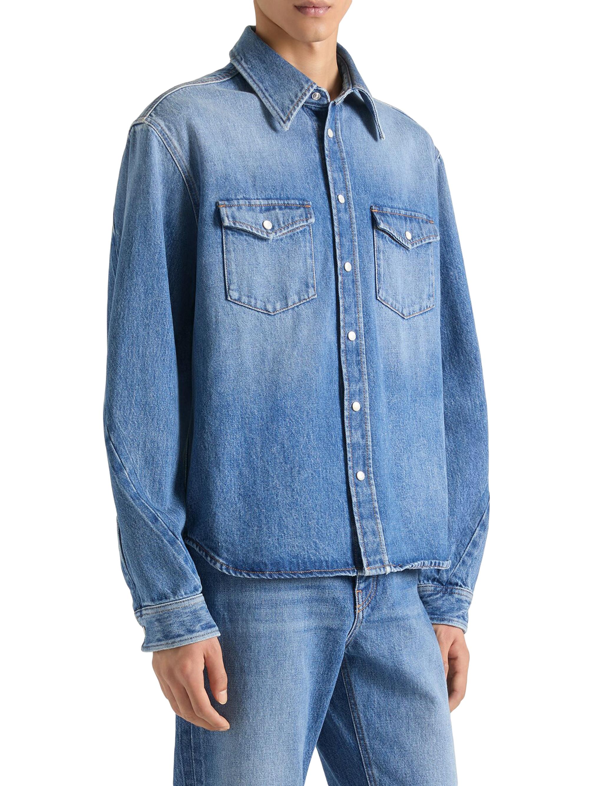 Givenchy Couture Seam Shirt in Shadow Washed Denim | Saks Fifth Avenue