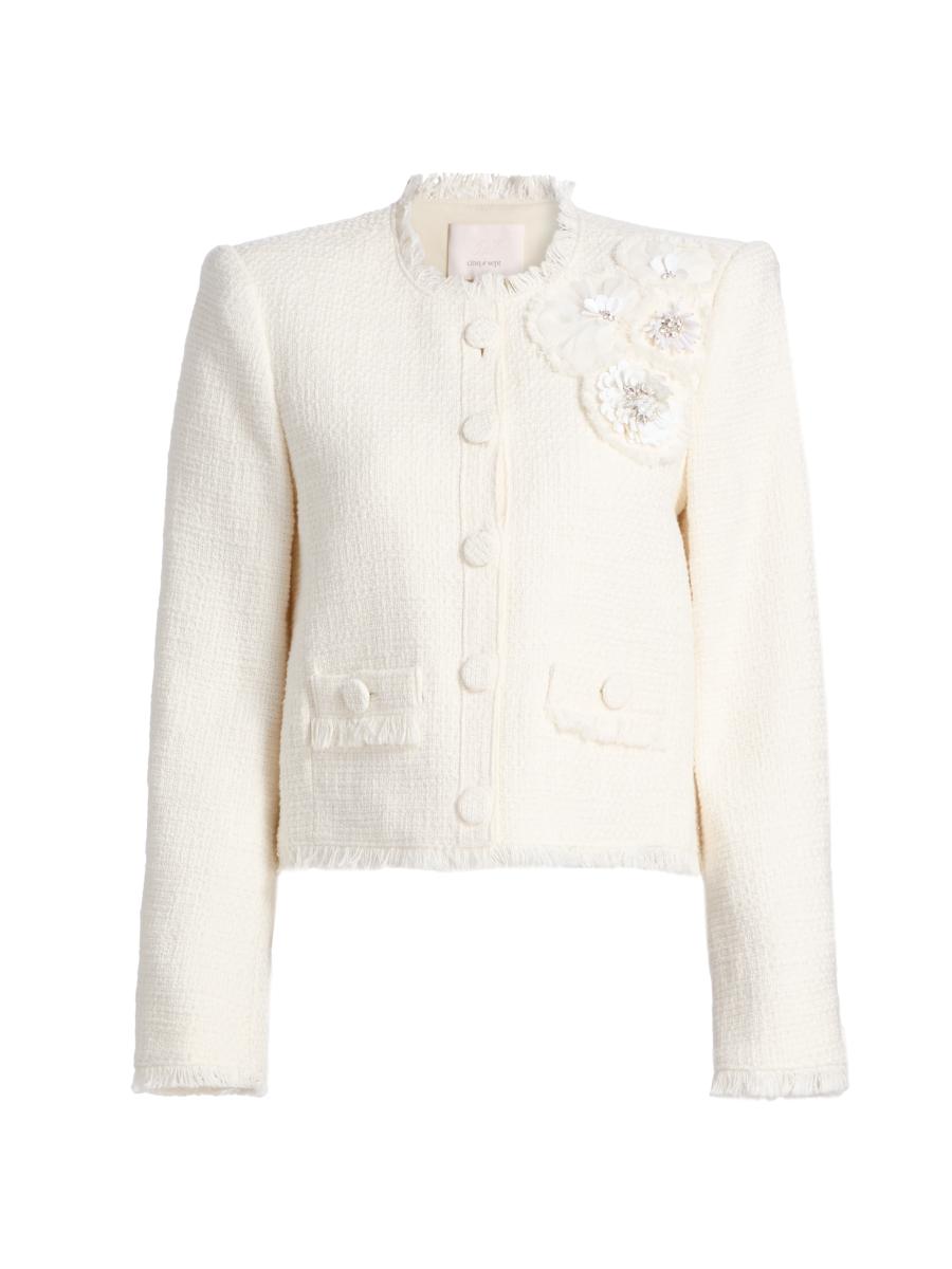 Cinq à Sept Christie Crunchy Flower Fringed Jacket | Saks Fifth Avenue