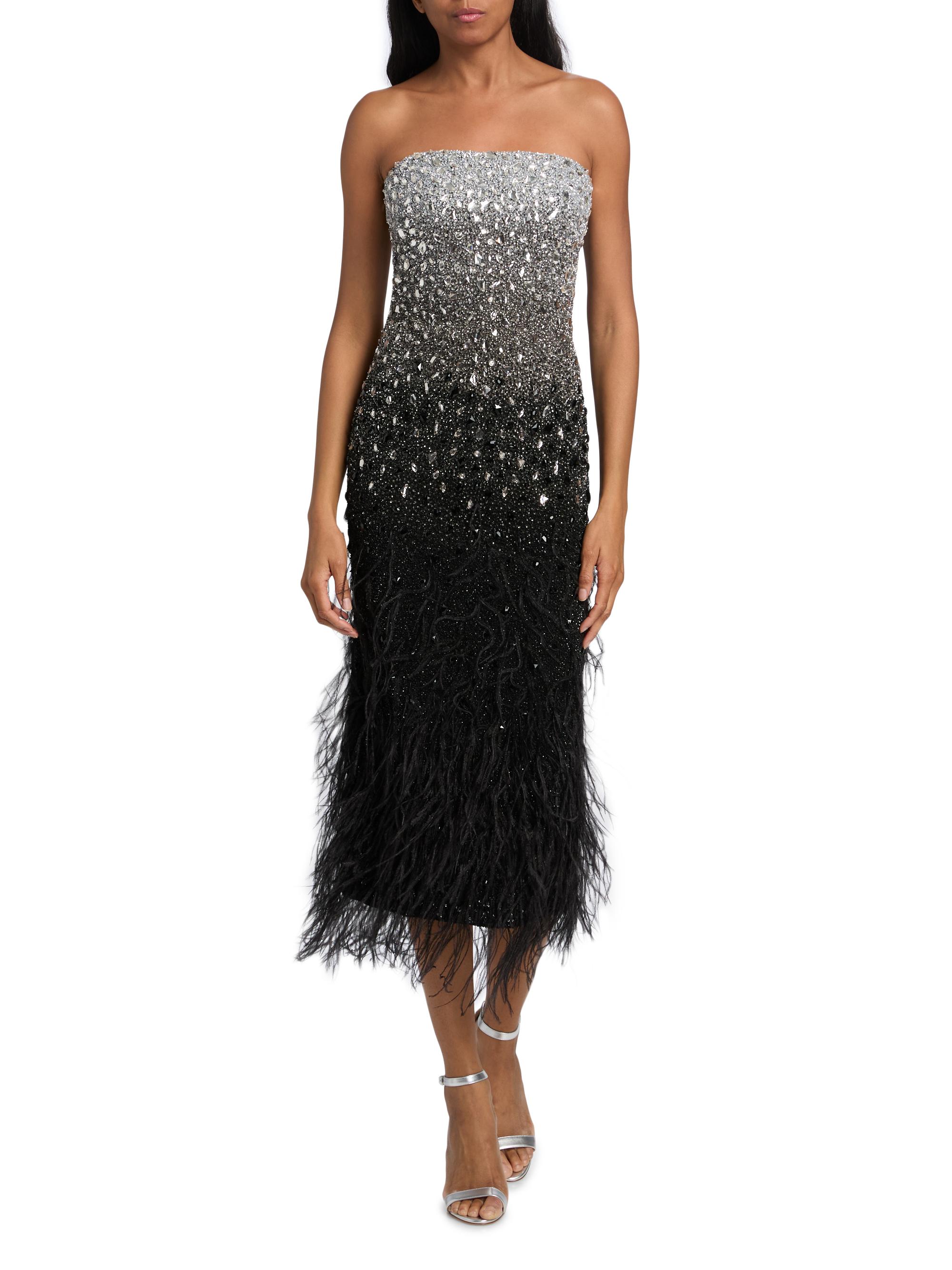 Pamella Roland Ombré Feathered Embellished Cocktail Dress | Saks Fifth ...