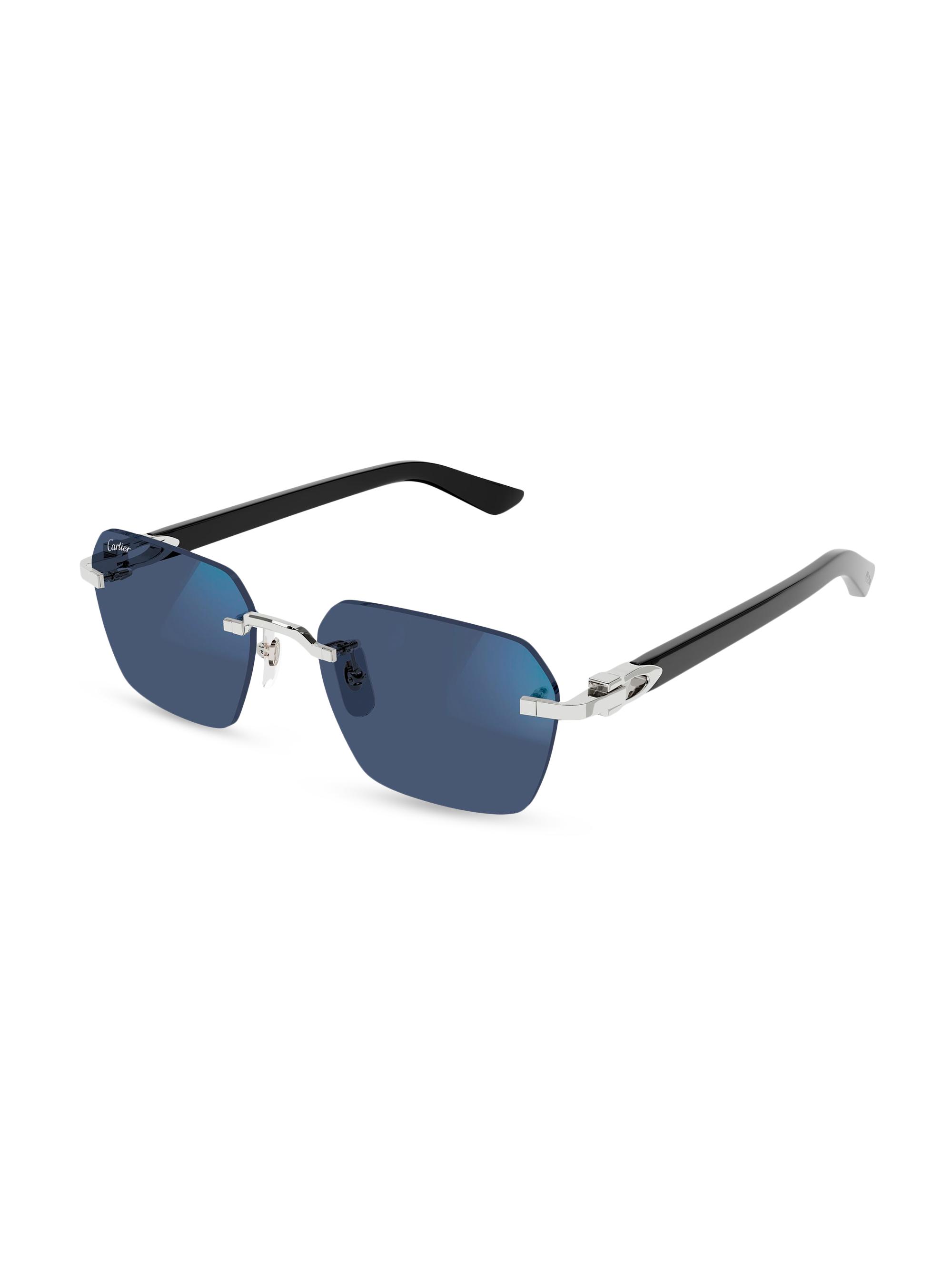 Cartier C Decor Platinum-Plated Rimless Squared Sunglasses | Saks Fifth ...