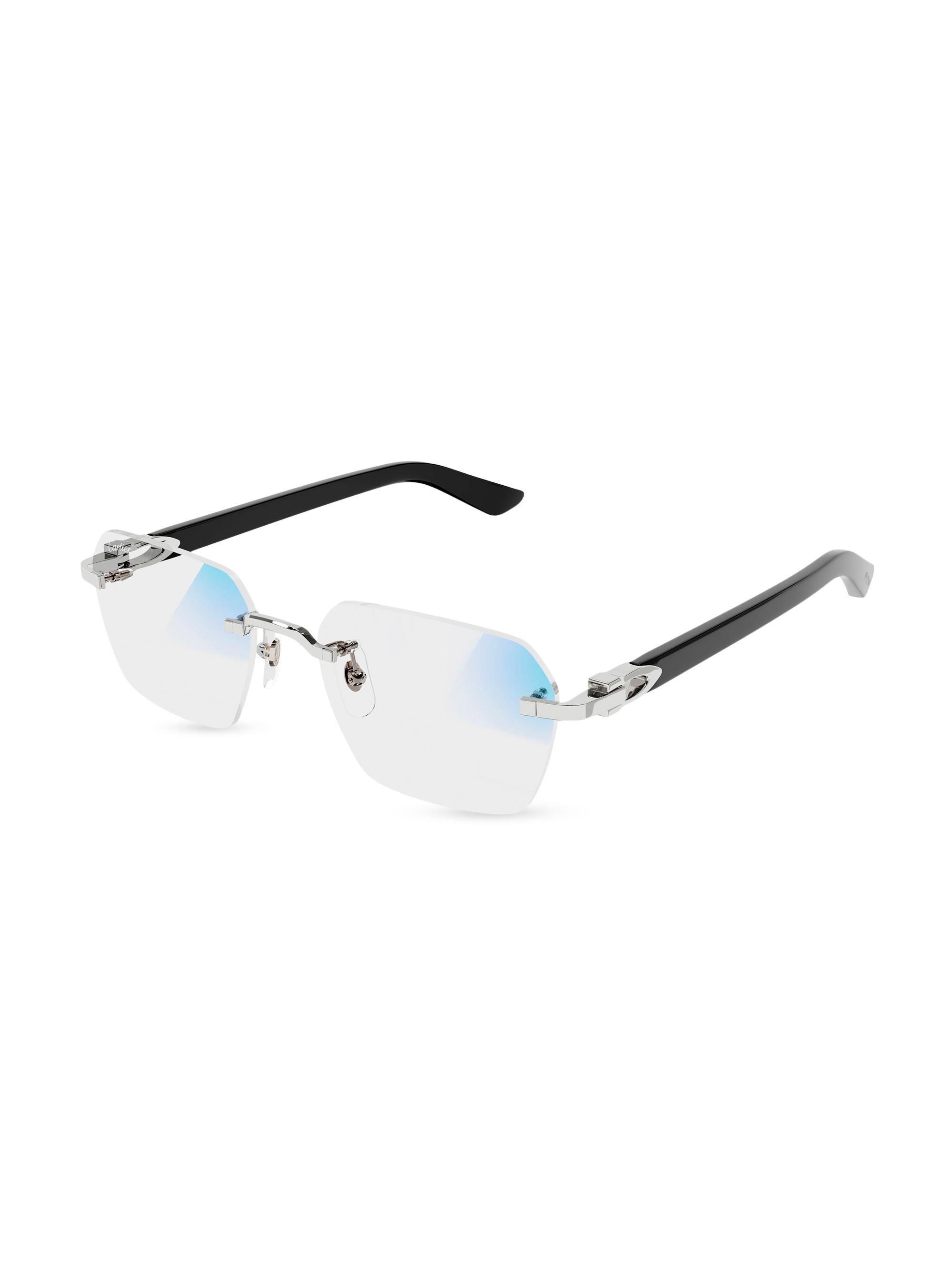 Cartier C Decor Platinum-Plated Rimless Squared Sunglasses | Saks Fifth ...