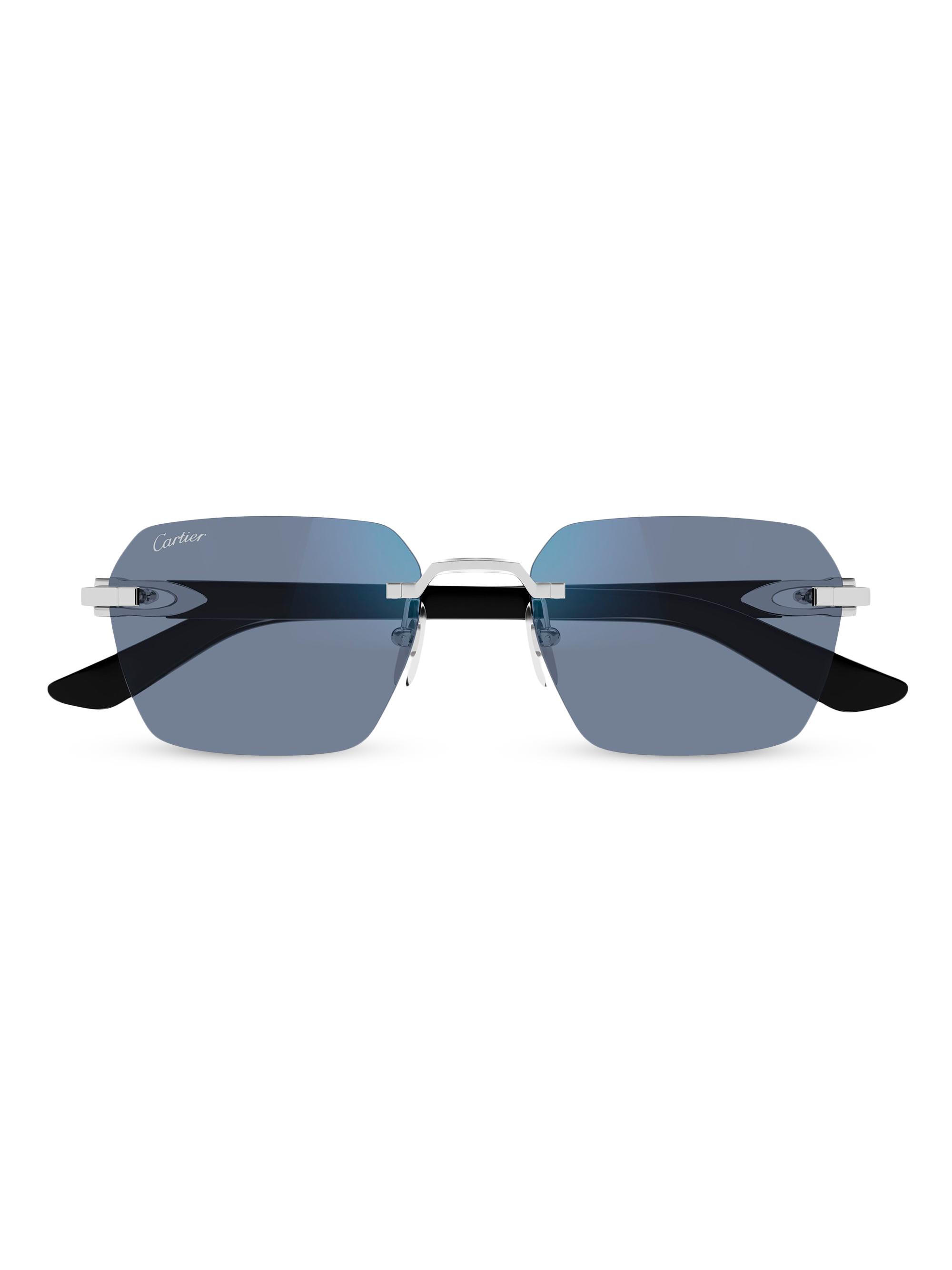 Cartier C Decor Platinum-Plated Rimless Squared Sunglasses | Saks Fifth ...