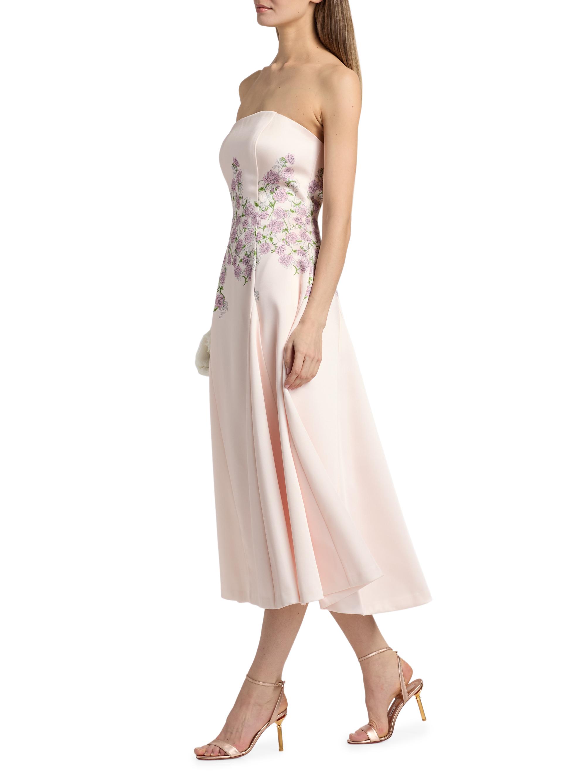 Kay Unger Tabitha Floral Tea-Length Strapless Cocktail Dress | Saks ...