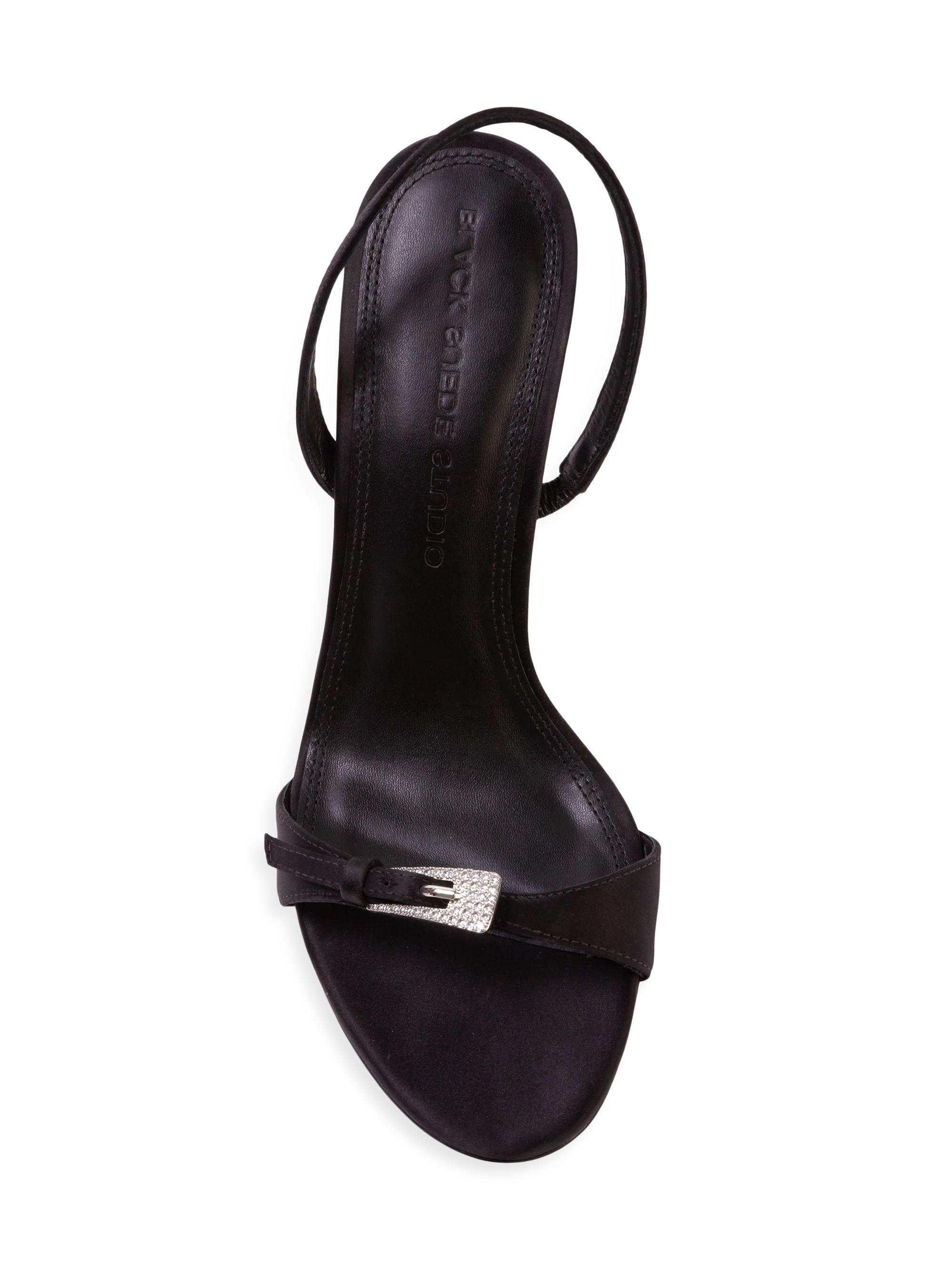 Black Suede Studio Romi 100MM Satin Sandals | Saks Fifth Avenue