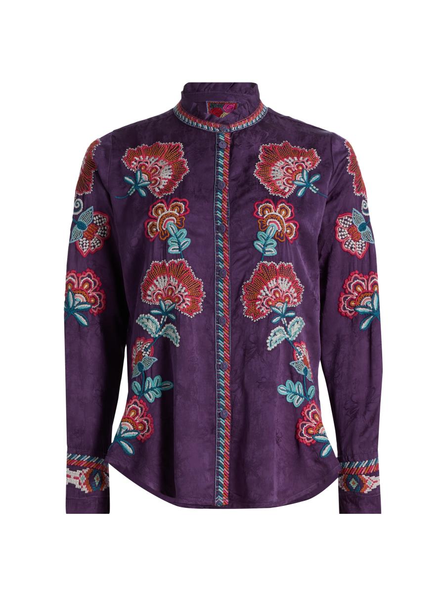 Johnny Was Simone Floral-Embroidered Blouse | Saks Fifth Avenue