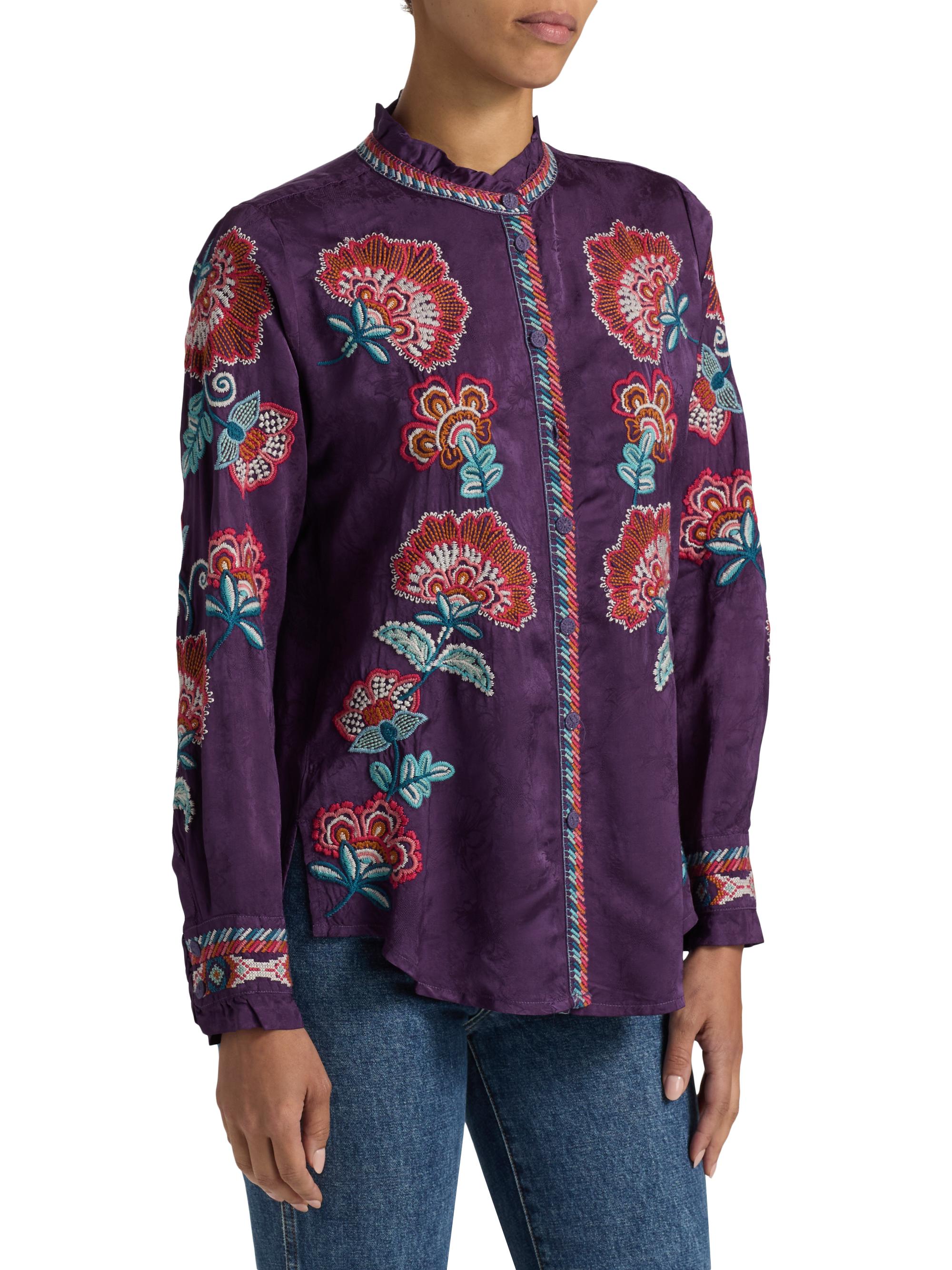 Johnny Was Simone Floral-Embroidered Blouse | Saks Fifth Avenue