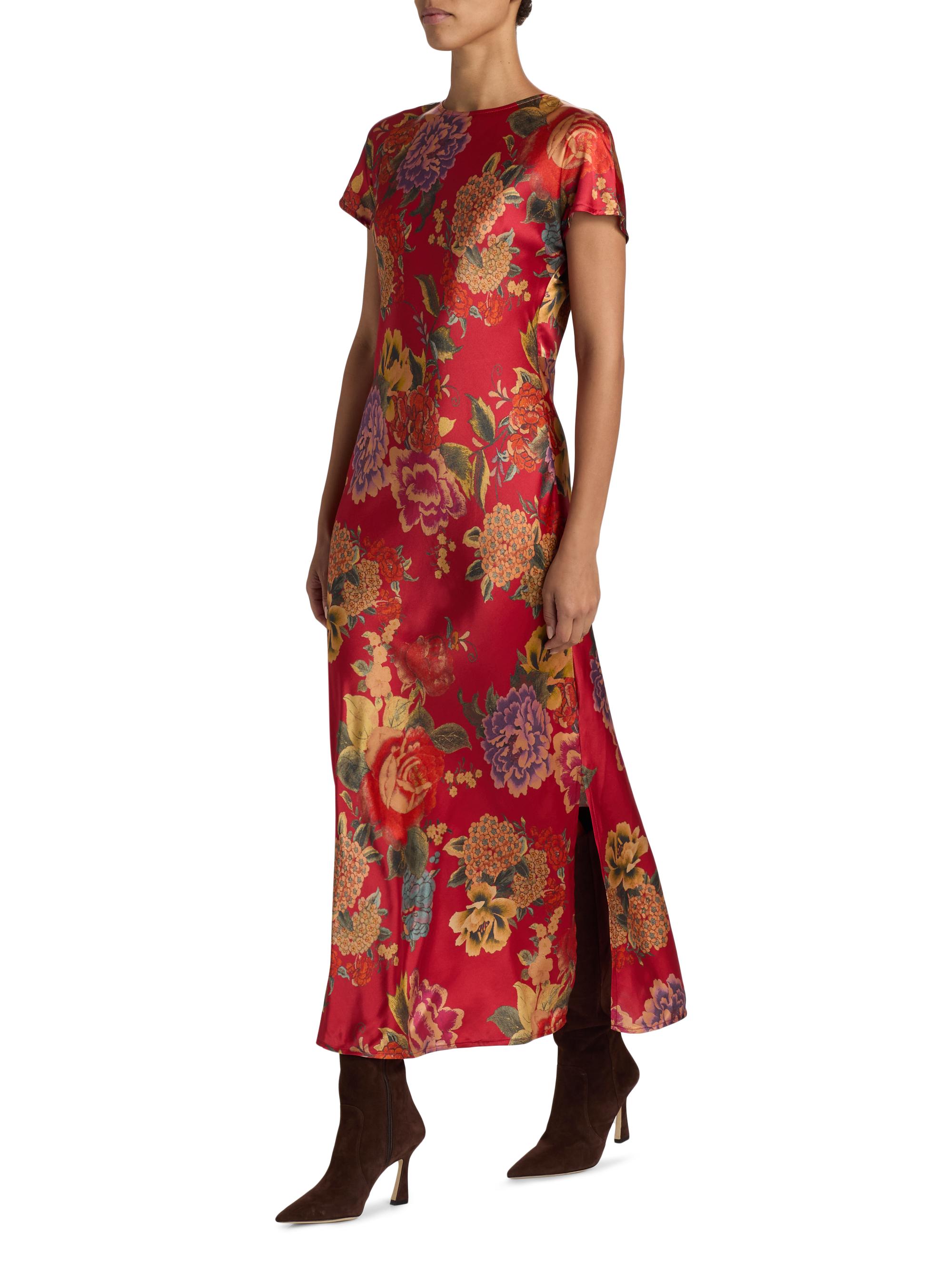 Johnny Was Bias Dolman Floral Satin Dress | Saks Fifth Avenue