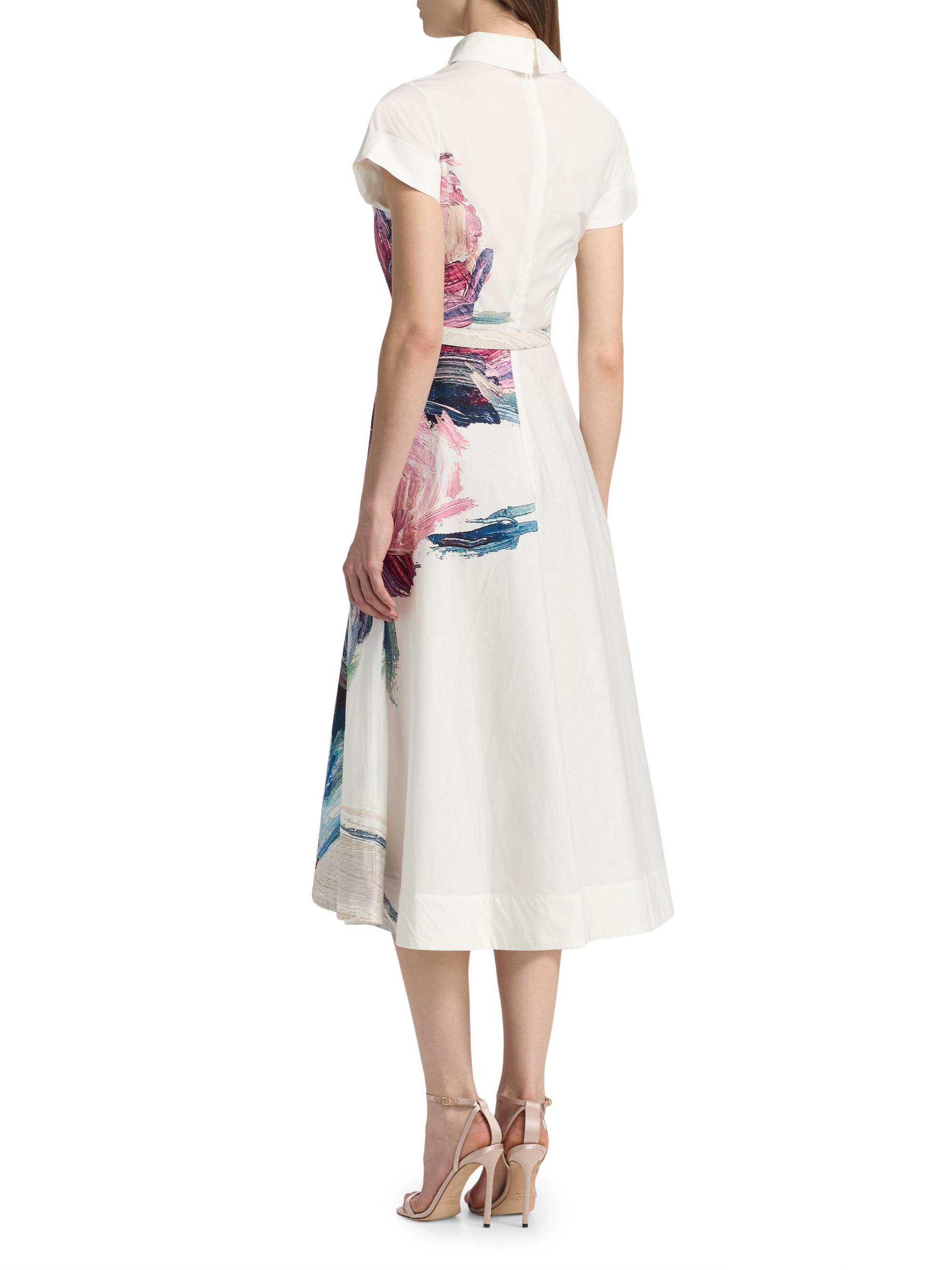 Teri Jon by Rickie Freeman Floral Cotton Shirtwaist Midi-Dress | Saks ...