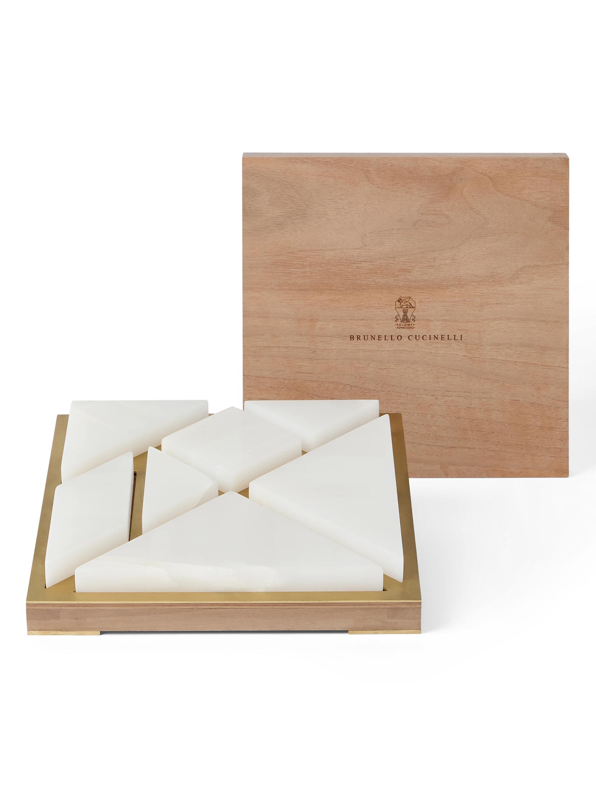 Brunello Cucinelli Onyx, Walnut Wood and Brass Tangram Set | Saks Fifth ...