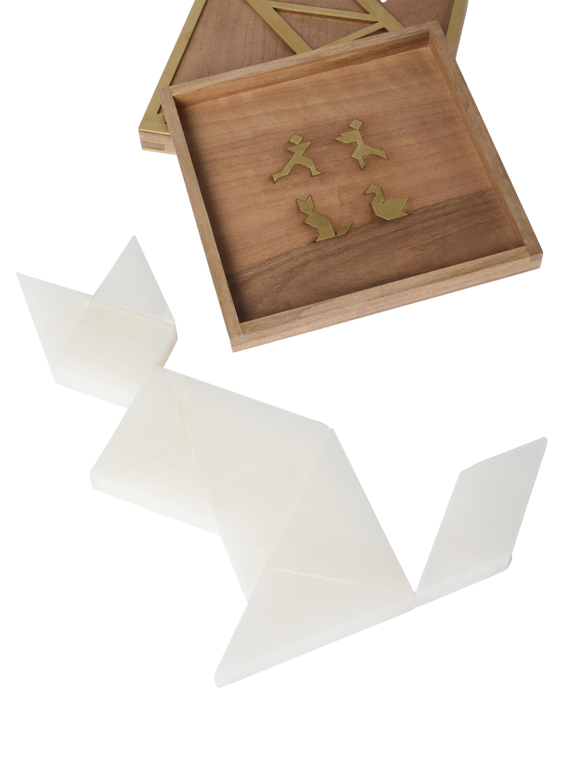 Brunello Cucinelli Onyx, Walnut Wood and Brass Tangram Set | Saks Fifth ...