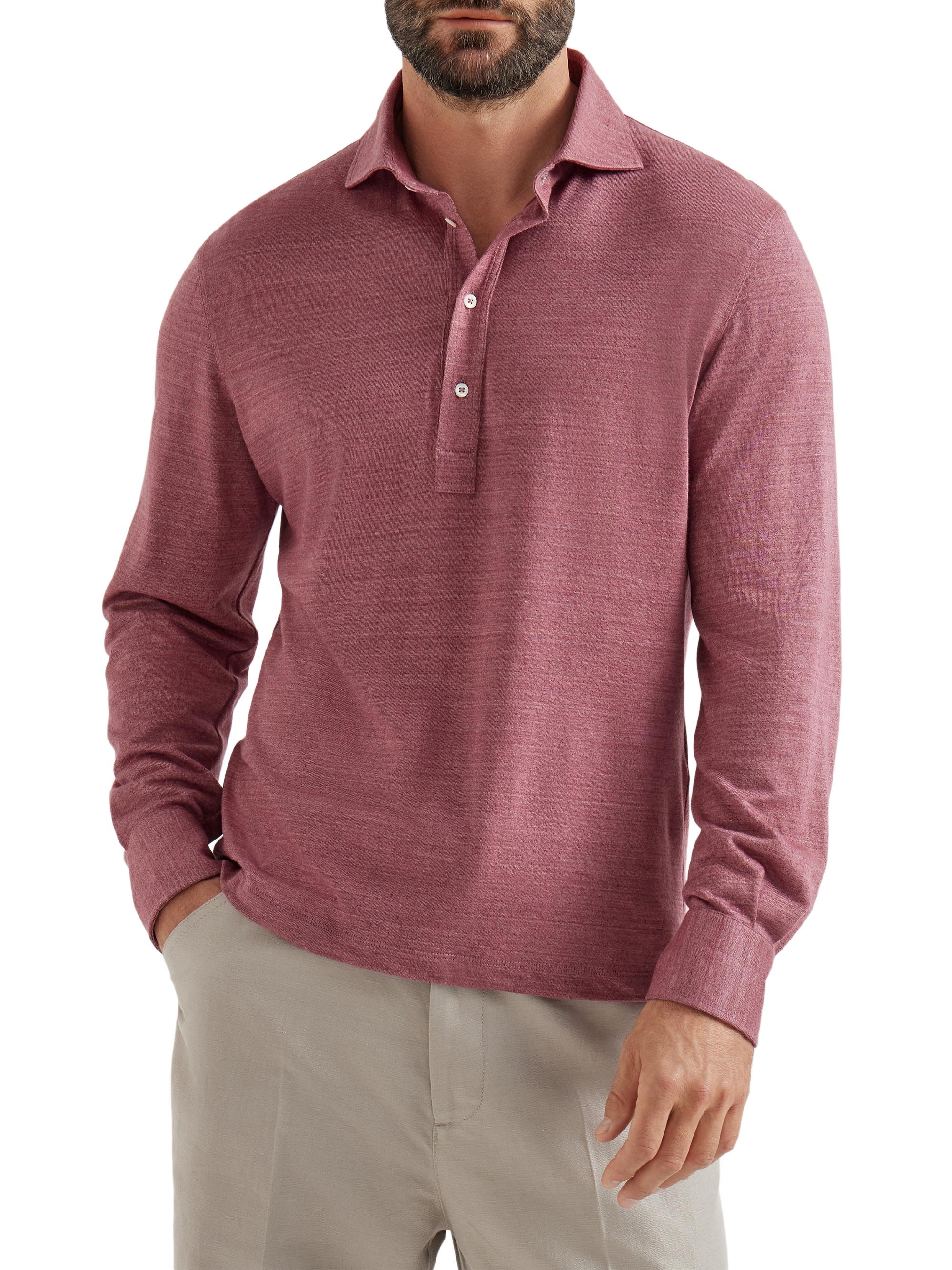 Brunello Cucinelli Linen and Cotton Mélange Jersey Long Sleeve Polo ...
