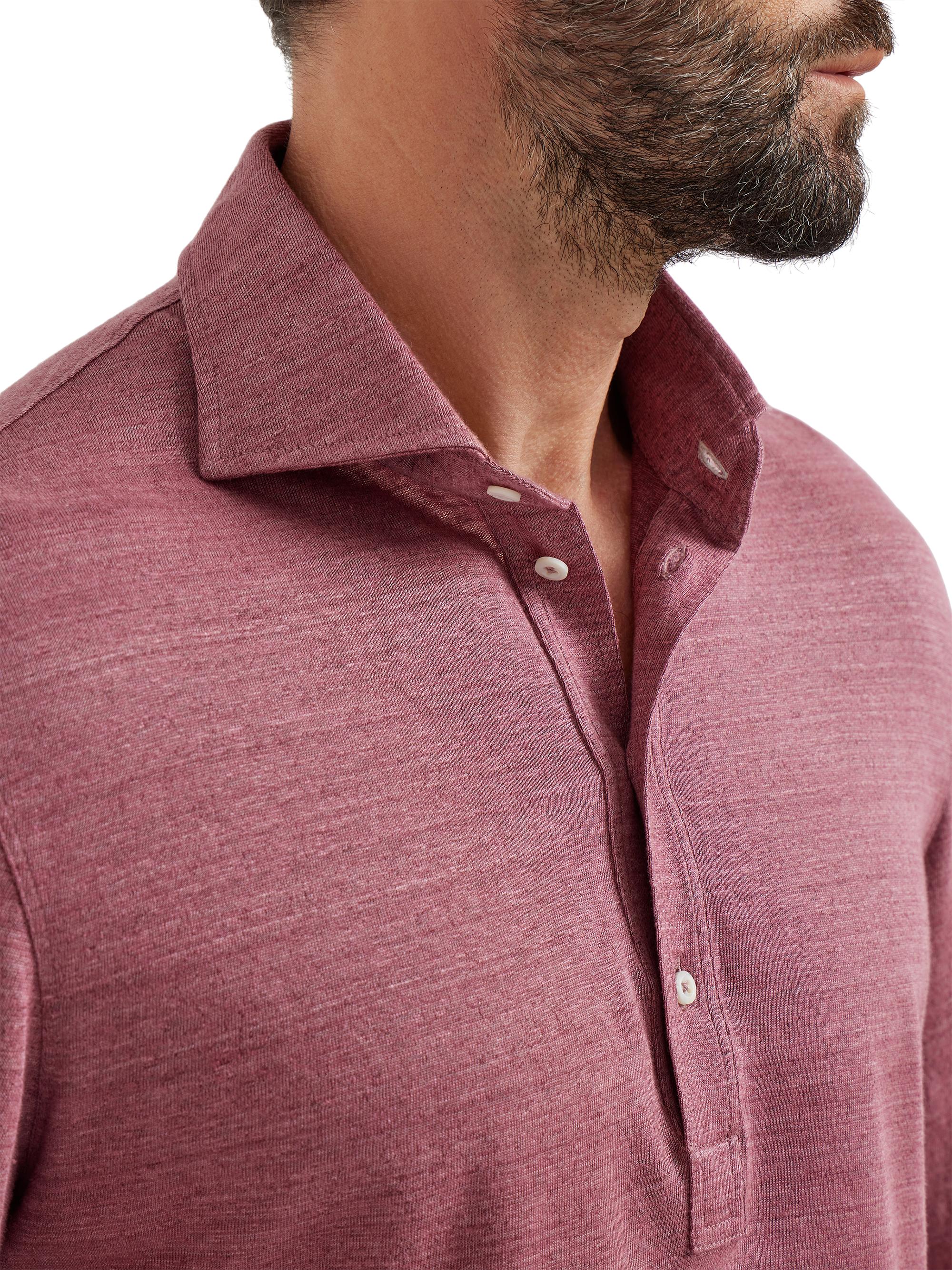 Brunello Cucinelli Linen and Cotton Mélange Jersey Long Sleeve Polo ...