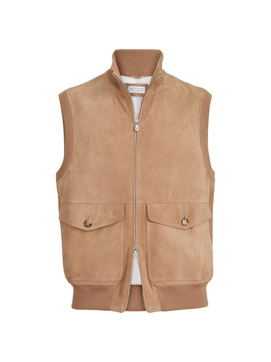 Brunello Cucinelli Suede Vest with Thermore® Padding | Saks Fifth Avenue