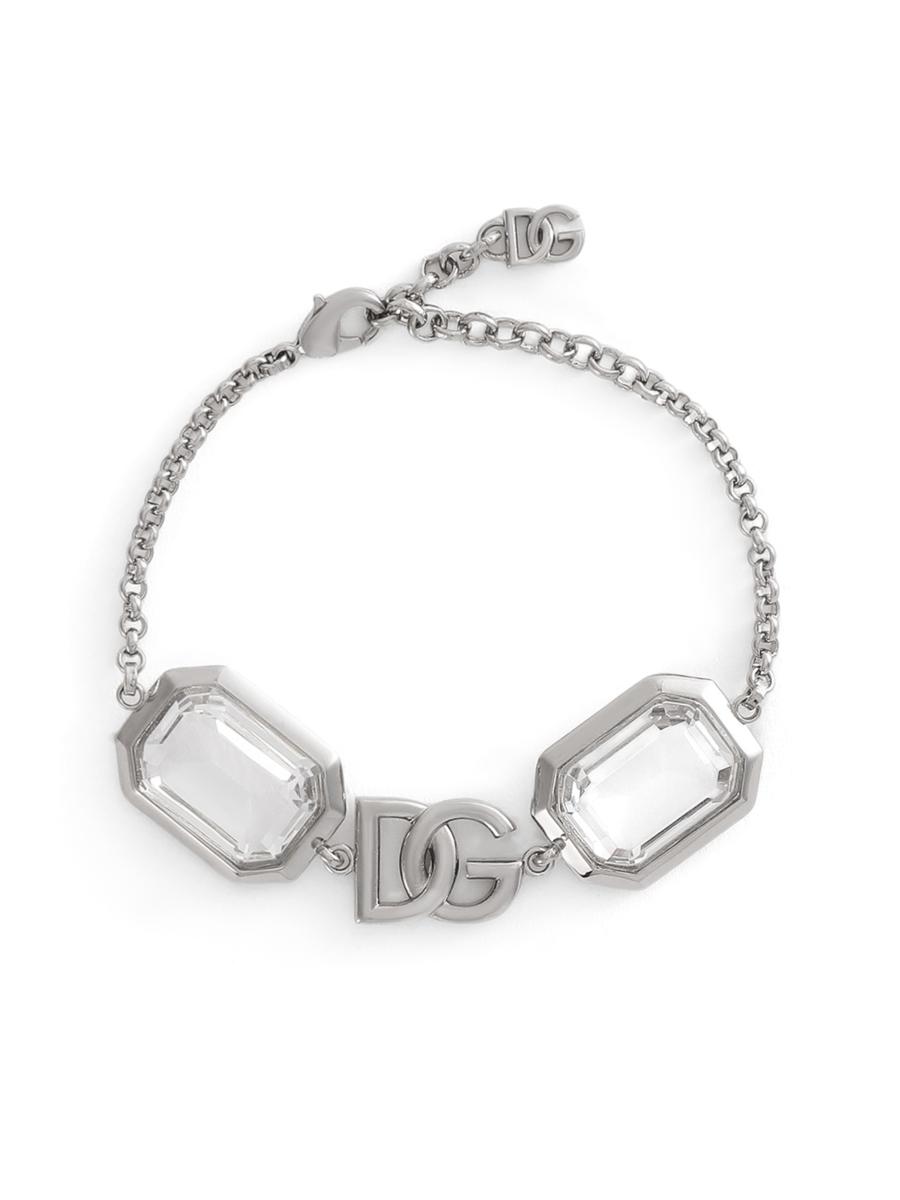 Dolce&Gabbana Silvertone & Crystal Logo Chain Bracelet | Saks Fifth Avenue