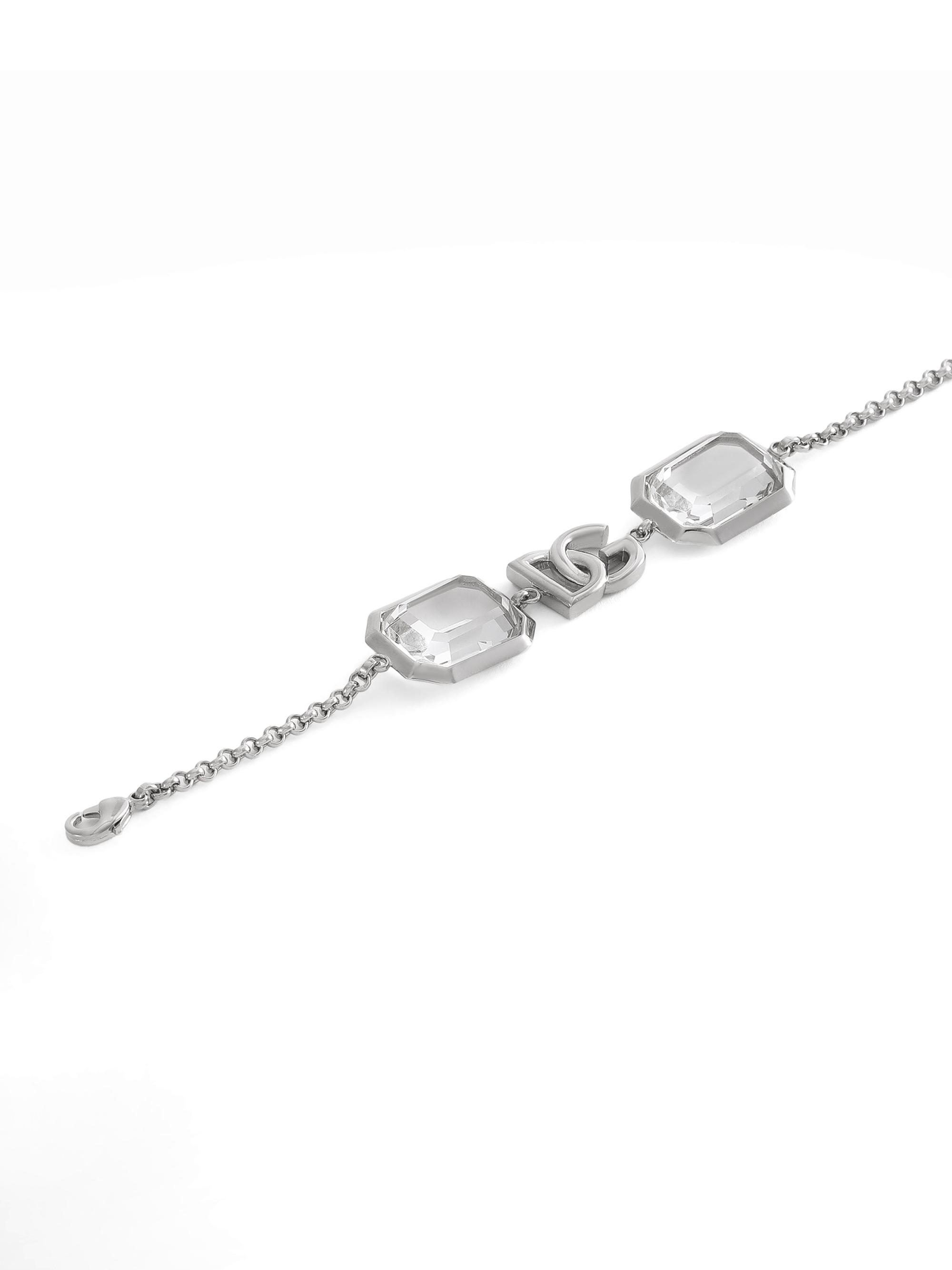 Dolce&Gabbana Silvertone & Crystal Logo Chain Bracelet | Saks Fifth Avenue