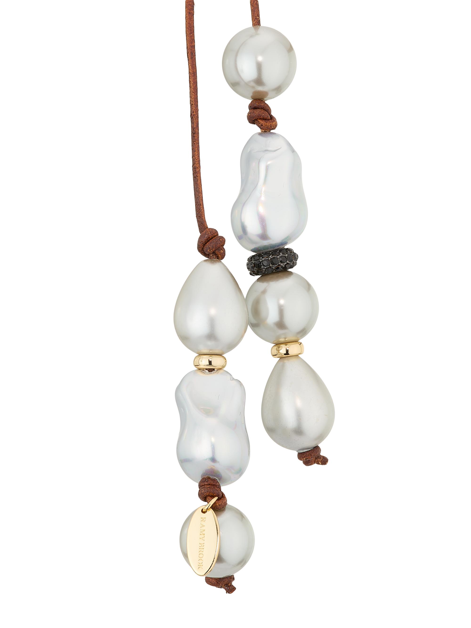 Ramy Brook Corded Pearl Riya Goldtone, Leather & Cubic Zirconia Wrap ...
