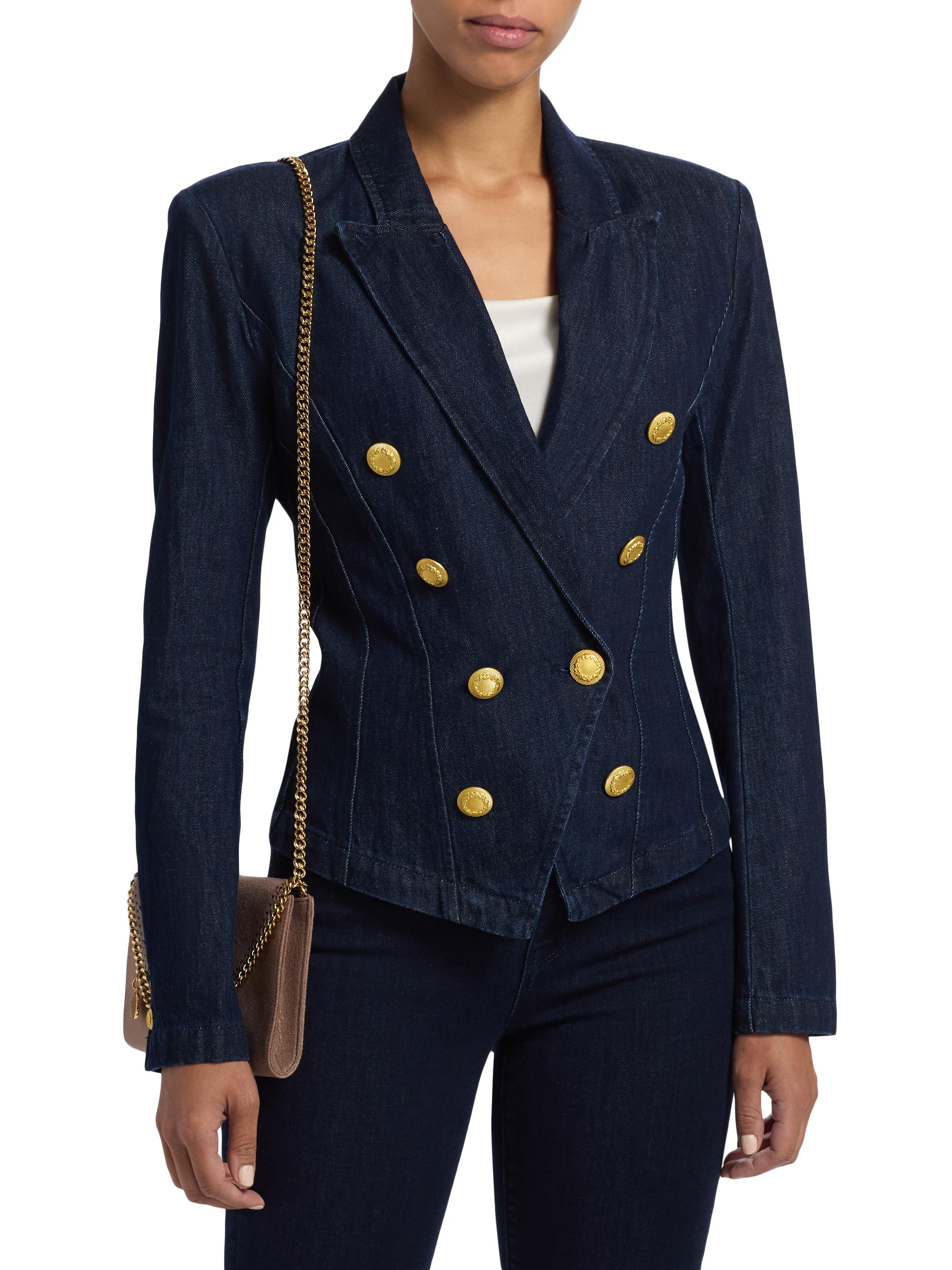 L'AGENCE Emerson Denim Structured Blazer | Saks Fifth Avenue