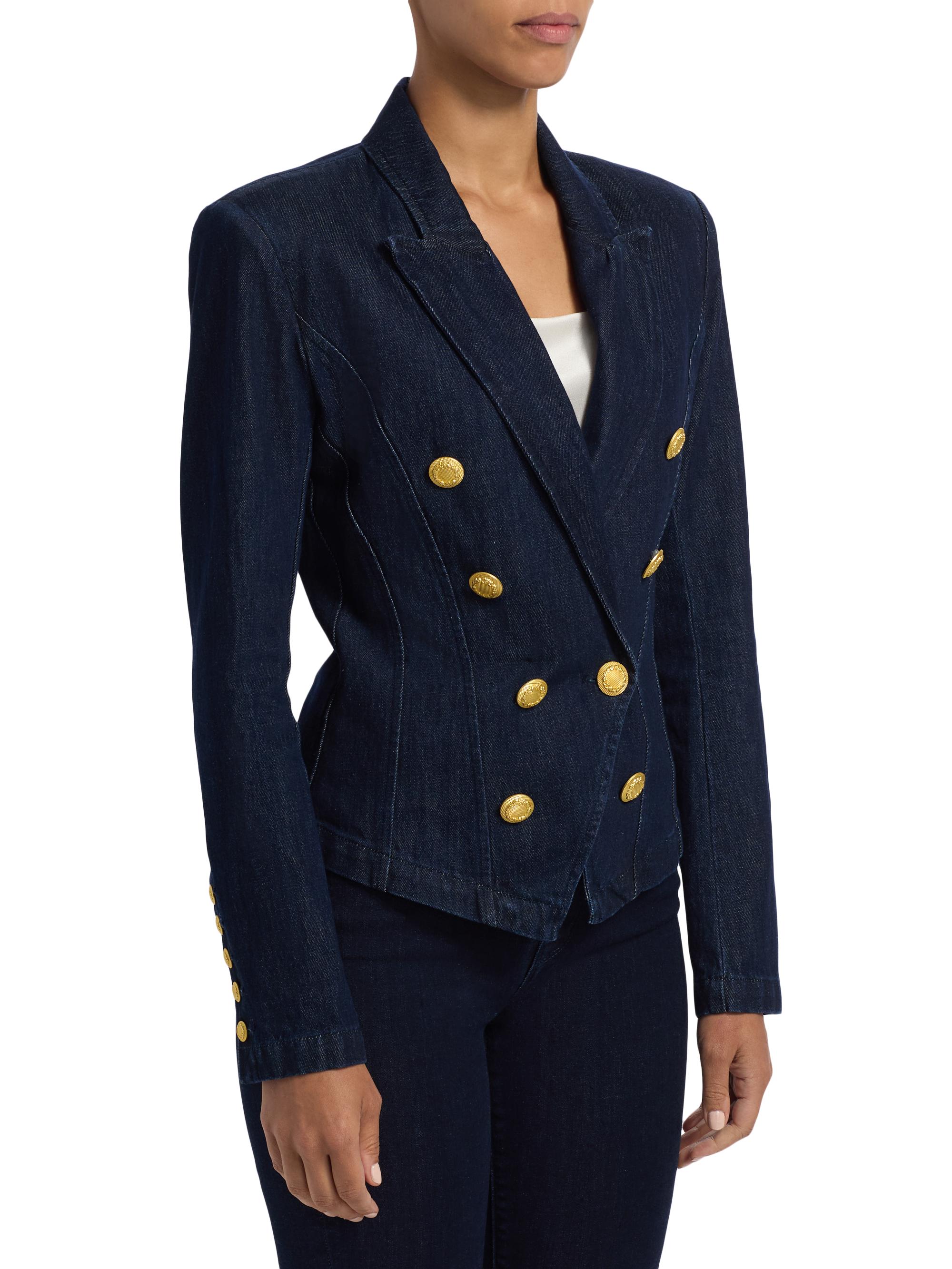 L'AGENCE Emerson Denim Structured Blazer | Saks Fifth Avenue