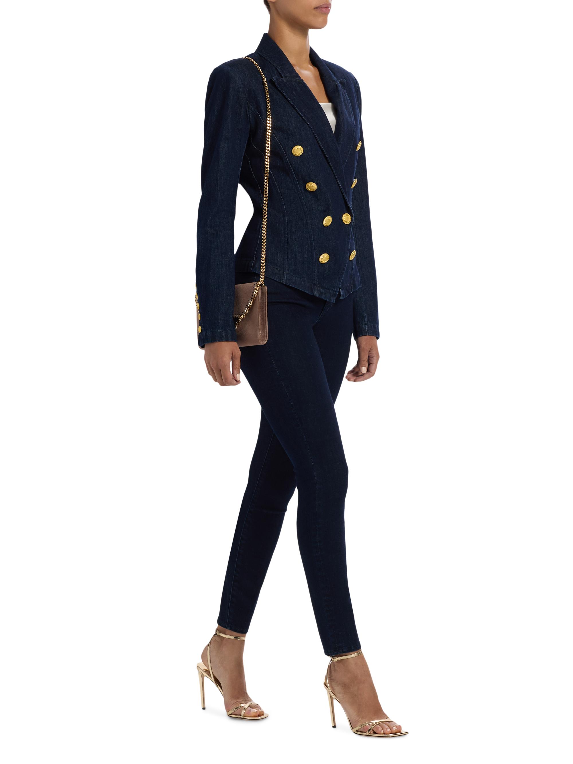 L'AGENCE Emerson Denim Structured Blazer | Saks Fifth Avenue