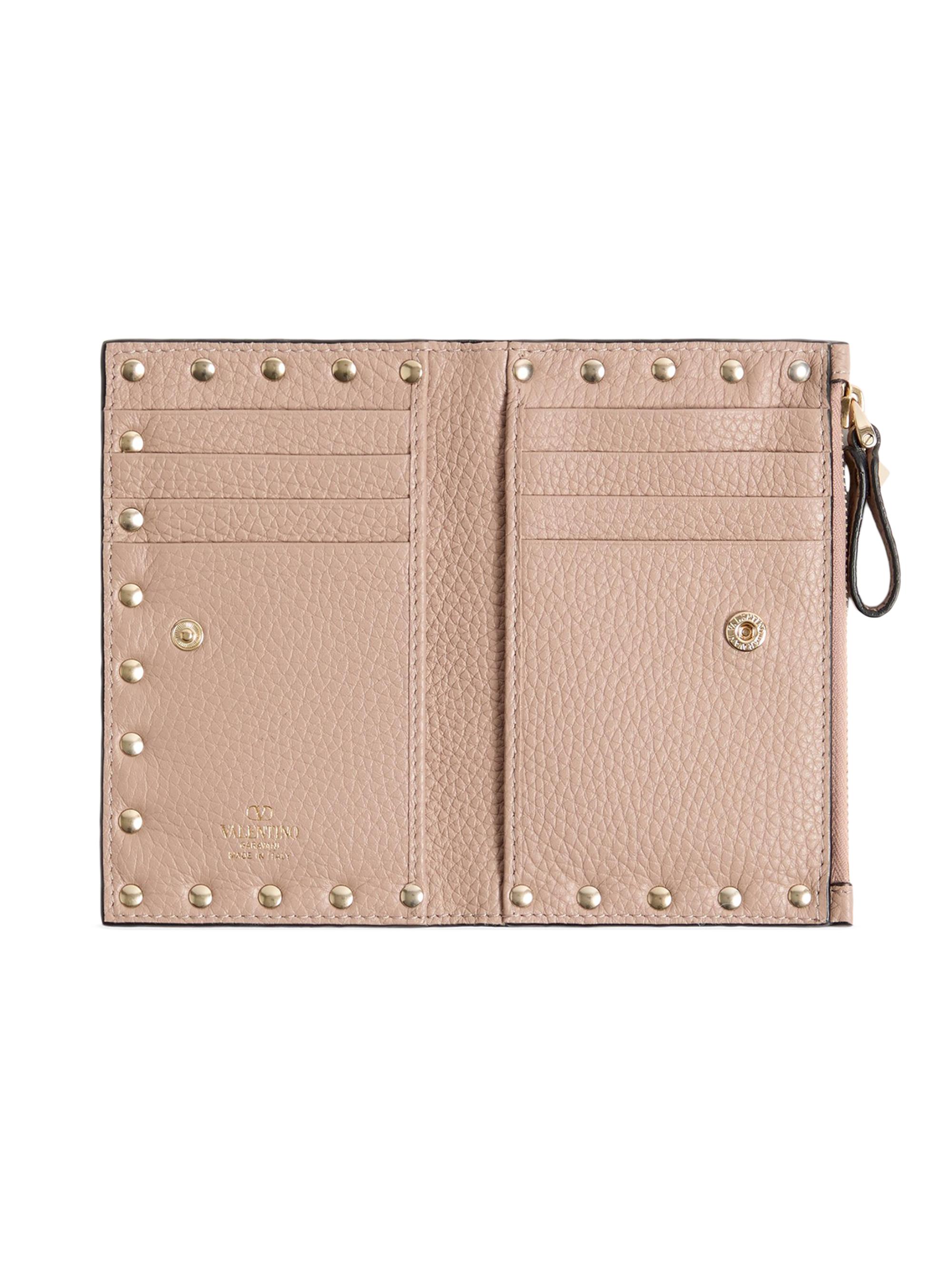 Valentino Garavani Rockstud Grainy Calfskin Cardholder with Zipper ...
