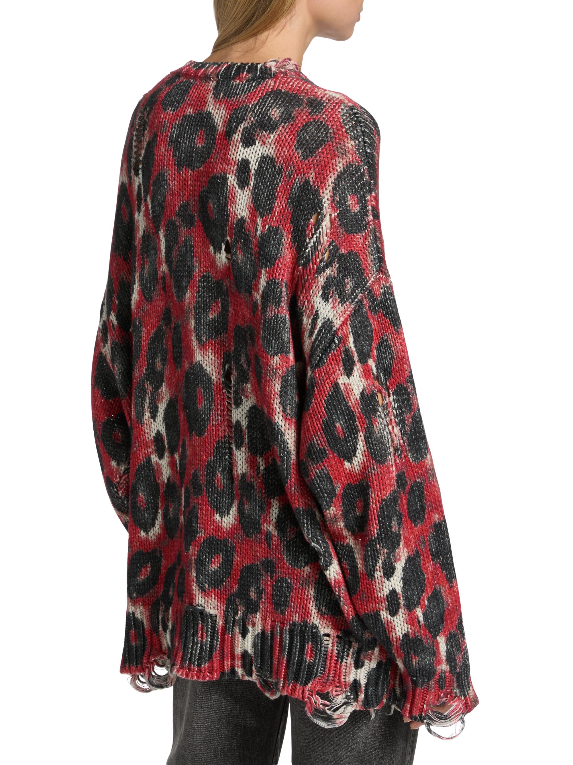 R13 Leopard-Print Distressed Cotton Sweater | Saks Fifth Avenue