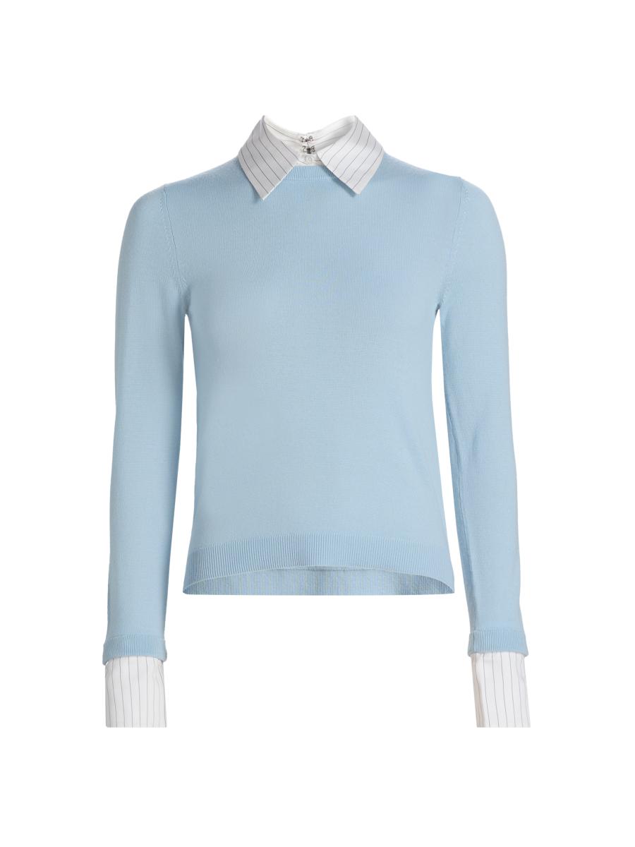 ALICE + OLIVIA Porla Stretch Wool Collared Sweater | Saks Fifth Avenue