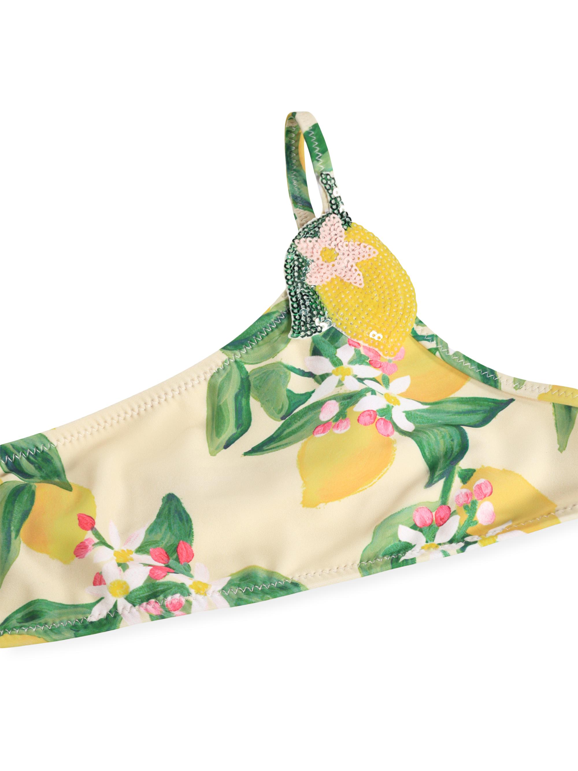 Molo Little Girl's & Girl's One-Shoulder Lemon-Print 2-Piece Swimsuit ...