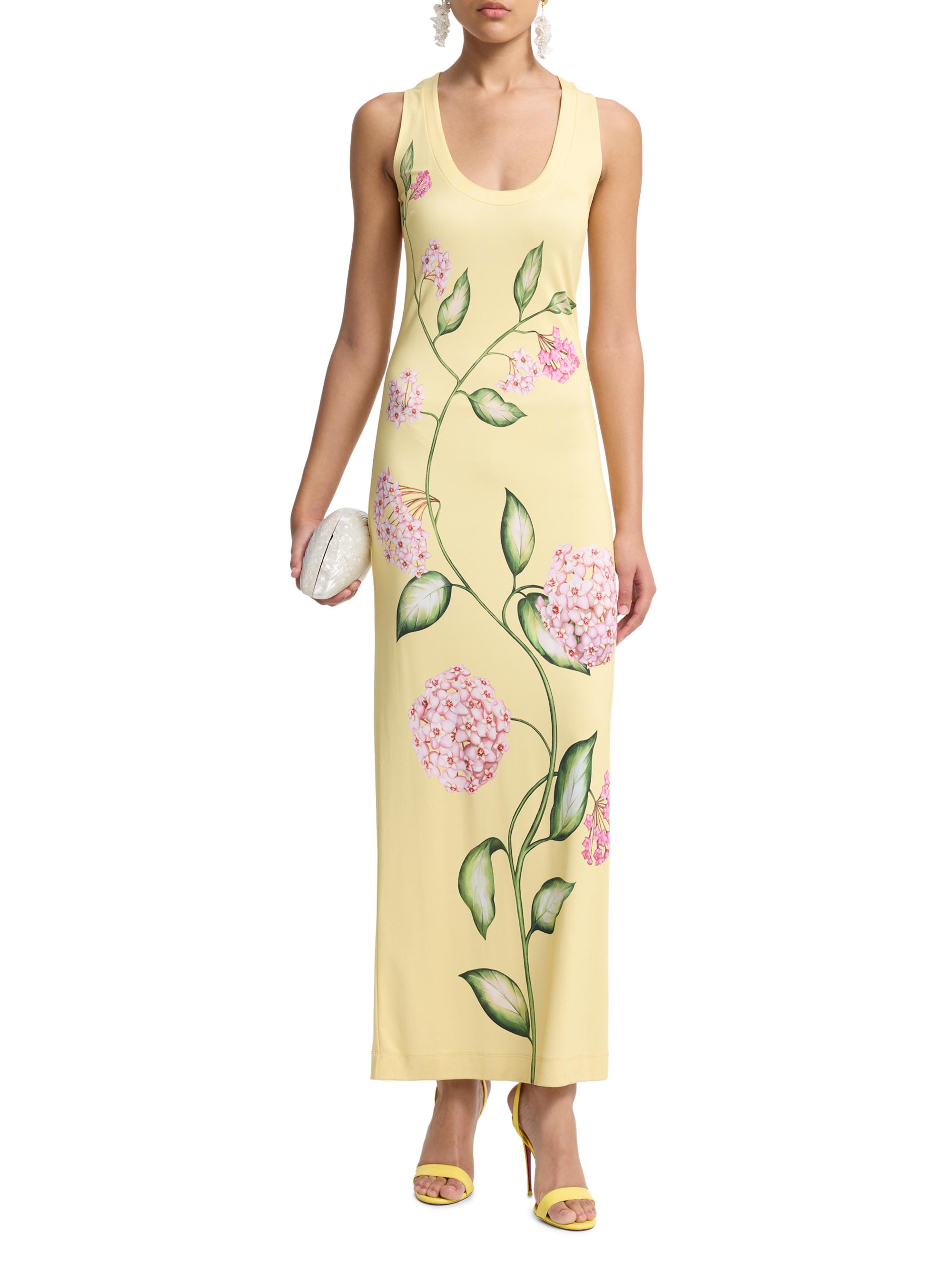 Oscar de la Renta Porcelain Flower Scoopneck Maxi Dress | Saks Fifth Avenue