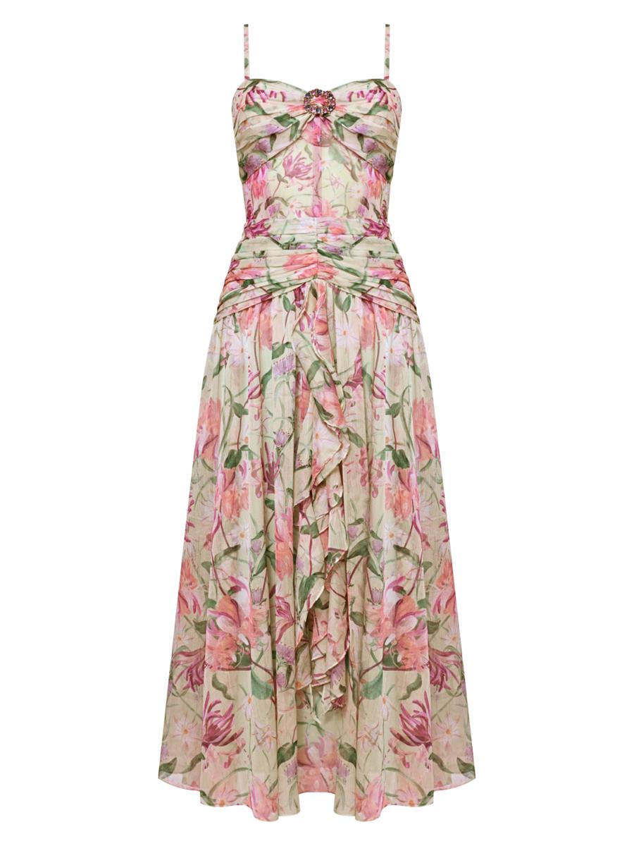PatBO Honey Flower Chiffon Midi-Dress | Saks Fifth Avenue