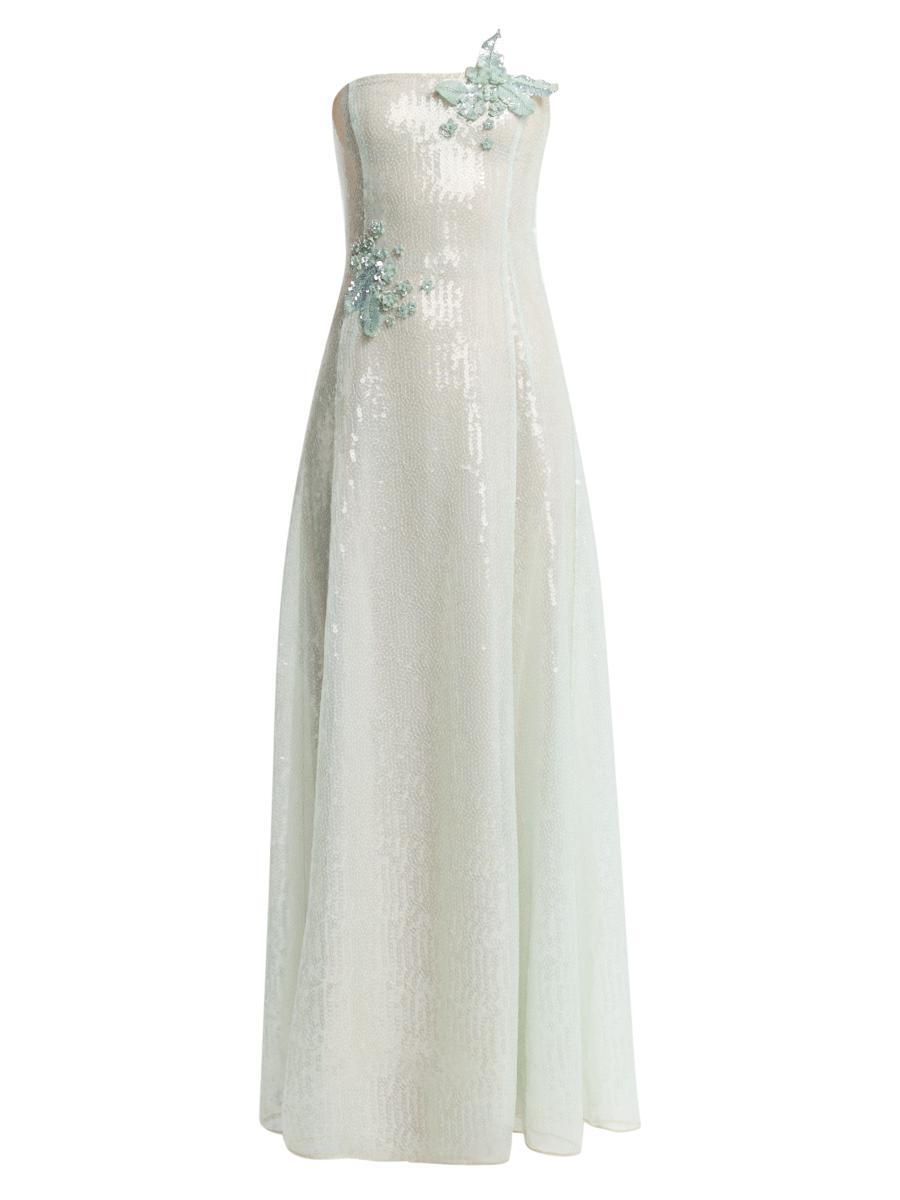 Oscar de la Renta Appliqué Sequined Strapless Gown | Saks Fifth Avenue
