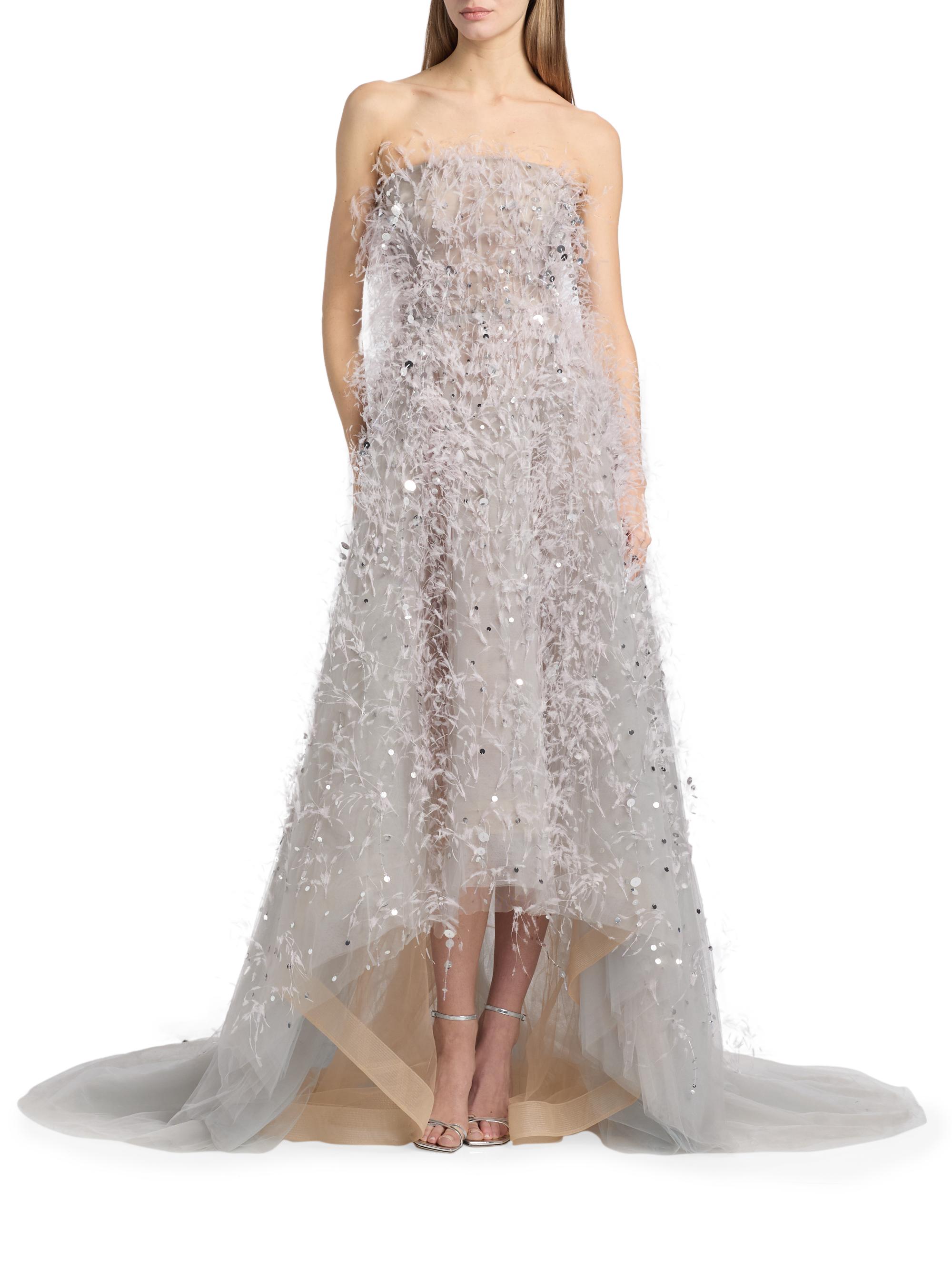 Oscar de la Renta Point D'esprit Strapless Ballgown | Saks Fifth Avenue