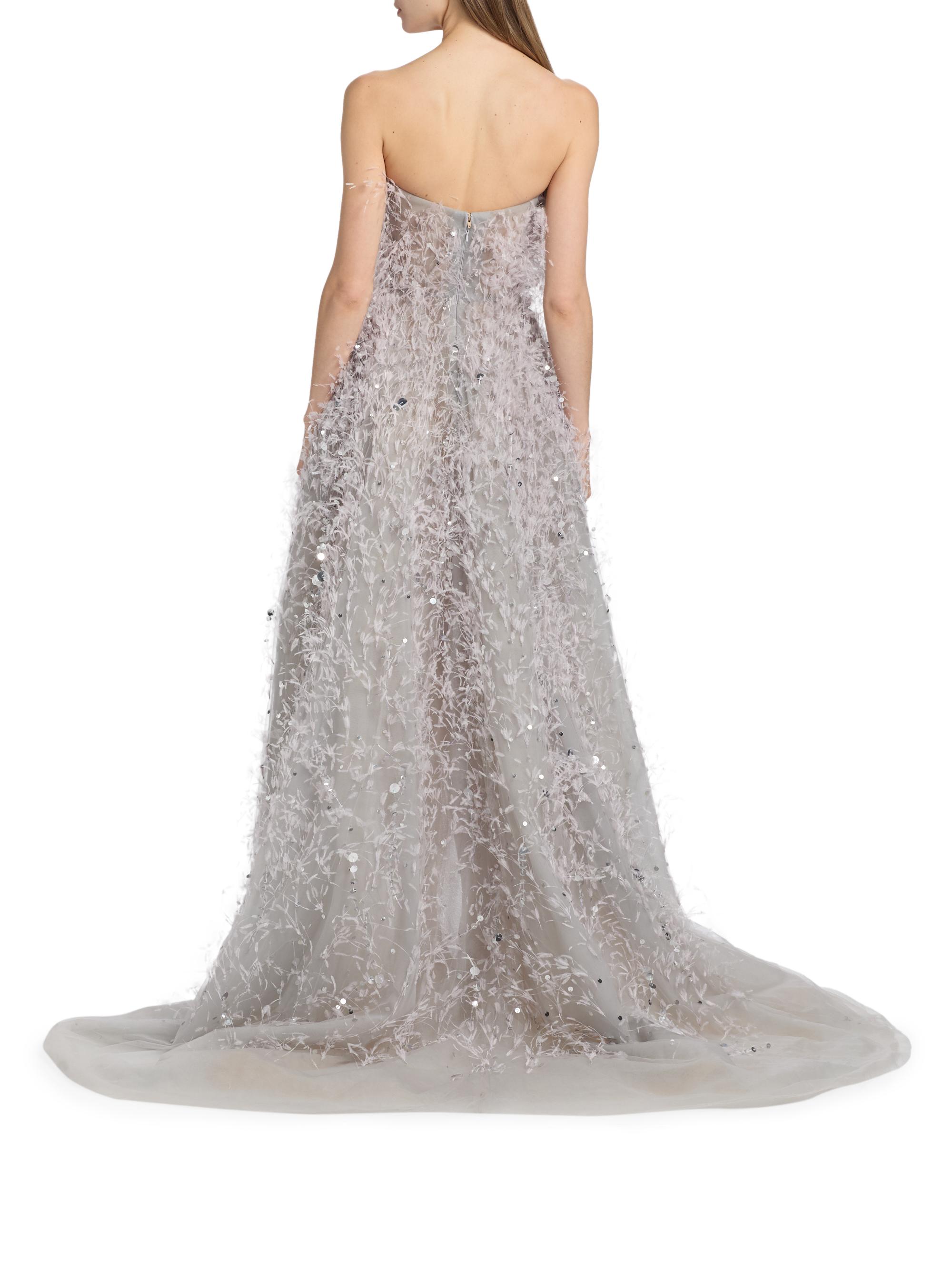 Oscar de la Renta Point D'esprit Strapless Ballgown | Saks Fifth Avenue