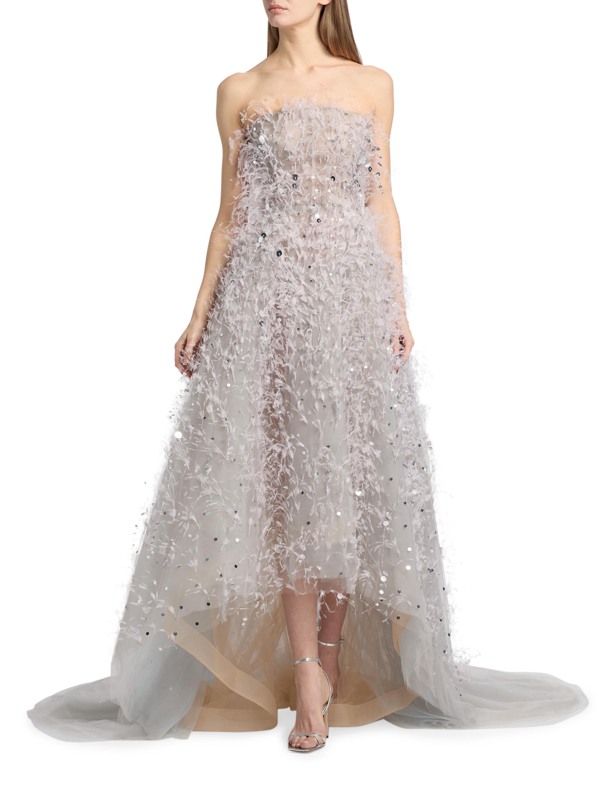 Oscar de la Renta Point D'esprit Strapless Ballgown | Saks Fifth Avenue