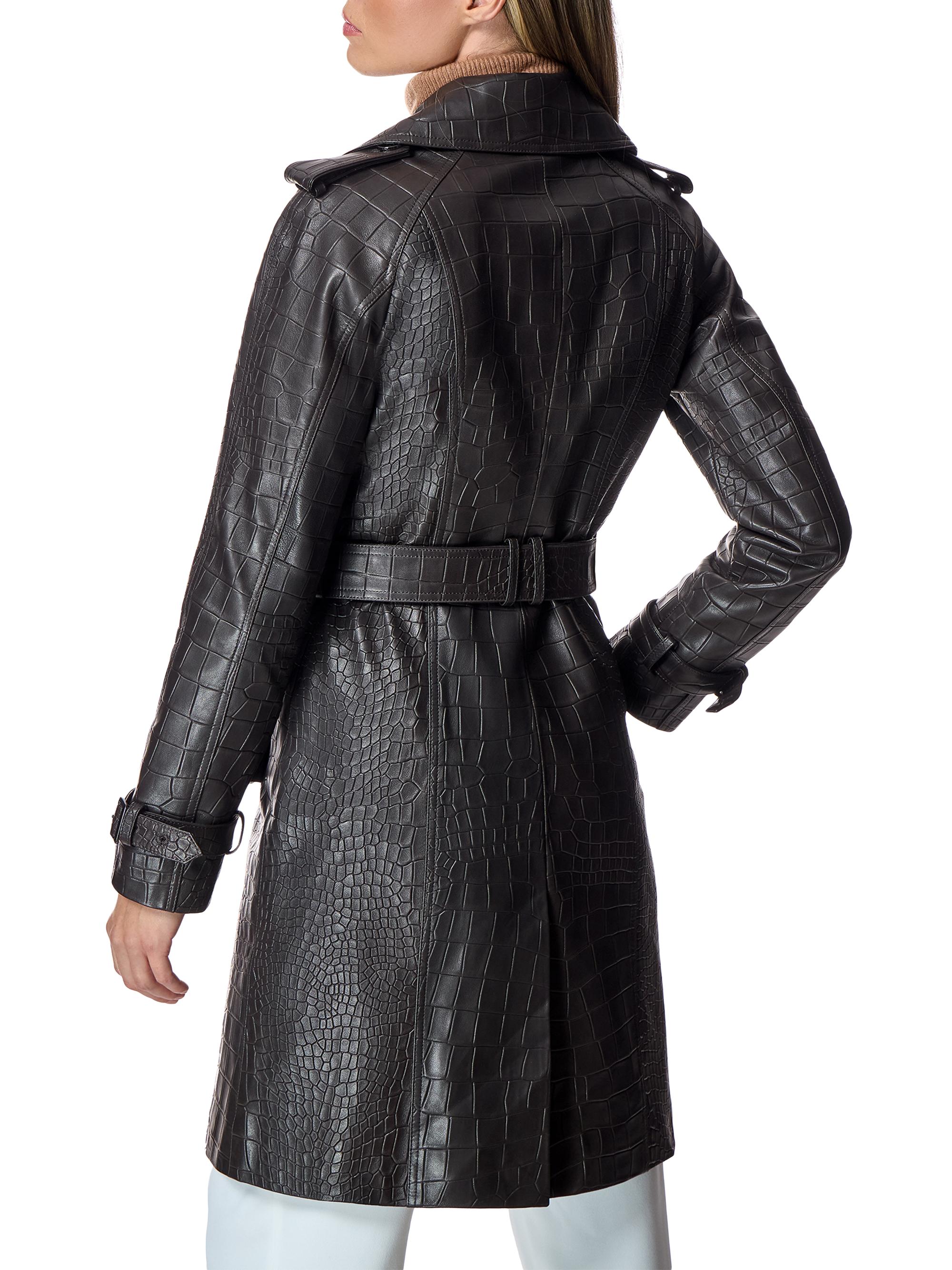 Maximilian Women's Leather Croc Stamped Trench Coat | Saks Fifth Avenue
