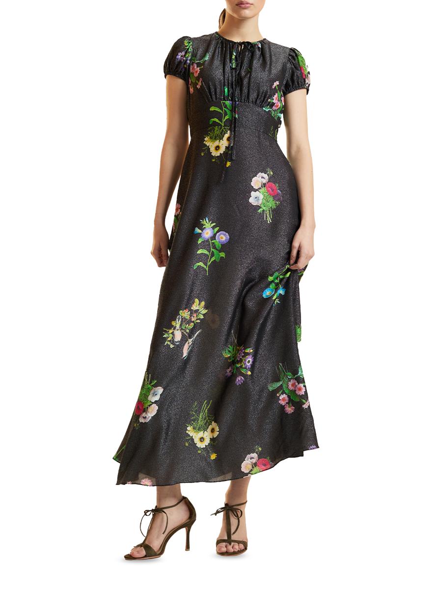 Cynthia Rowley Printed Puff Sleeve Midi-Dress | Saks Fifth Avenue