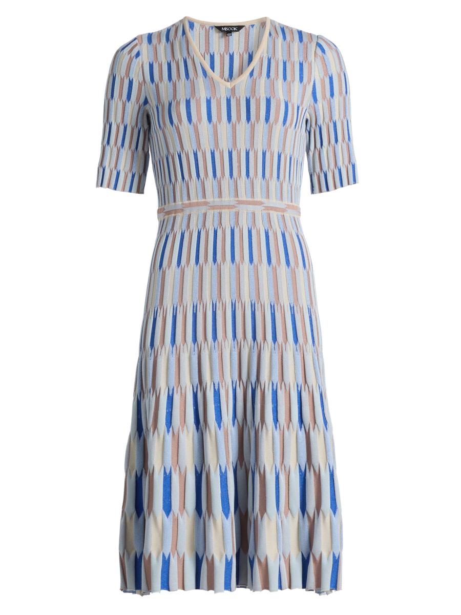 Misook Geometric Knit A-Line Midi-Dress | Saks Fifth Avenue