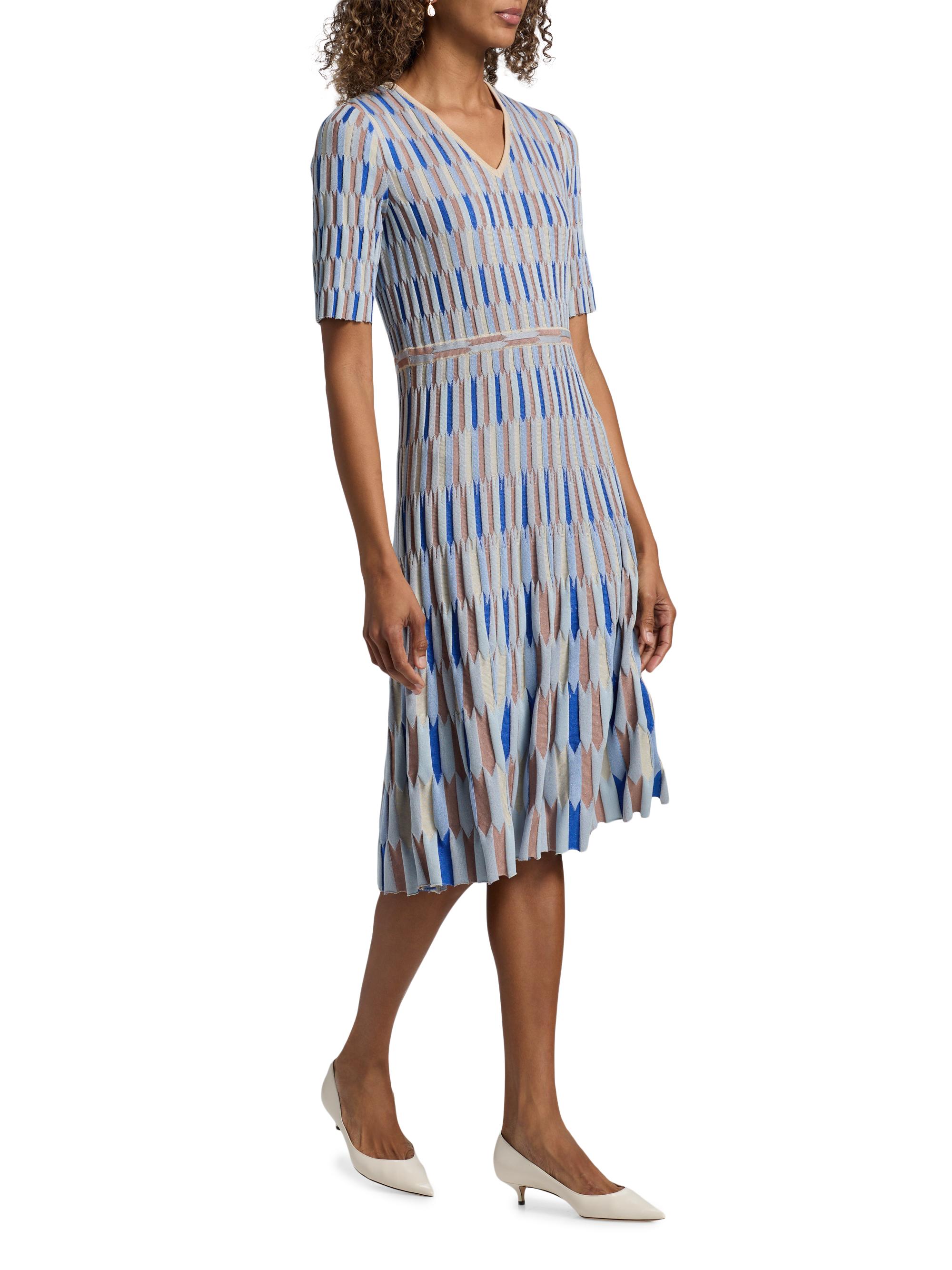Misook Geometric Knit A-Line Midi-Dress | Saks Fifth Avenue