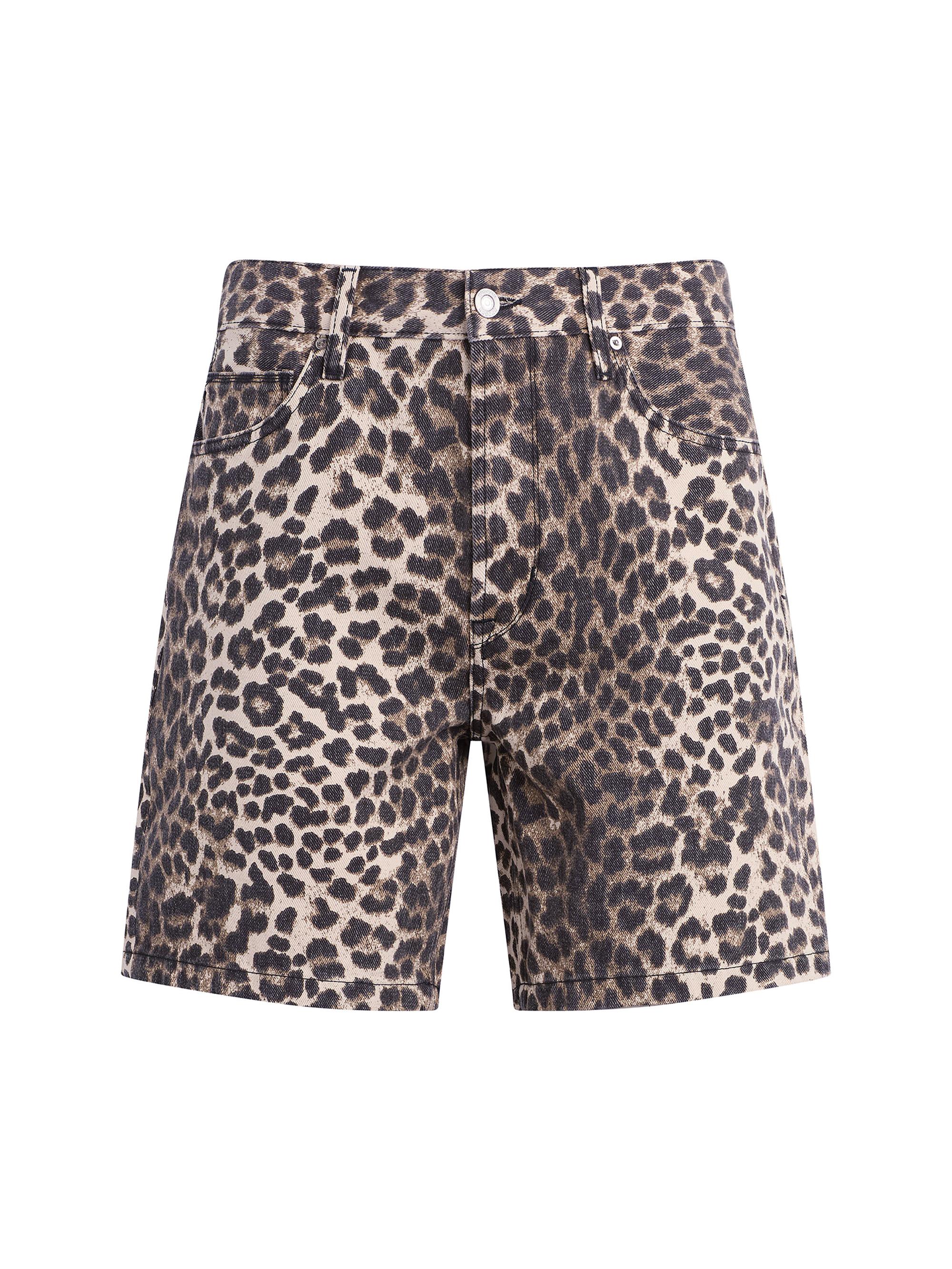 Hudson Jeans Clint Cheetah-Print Denim Shorts | Saks Fifth Avenue