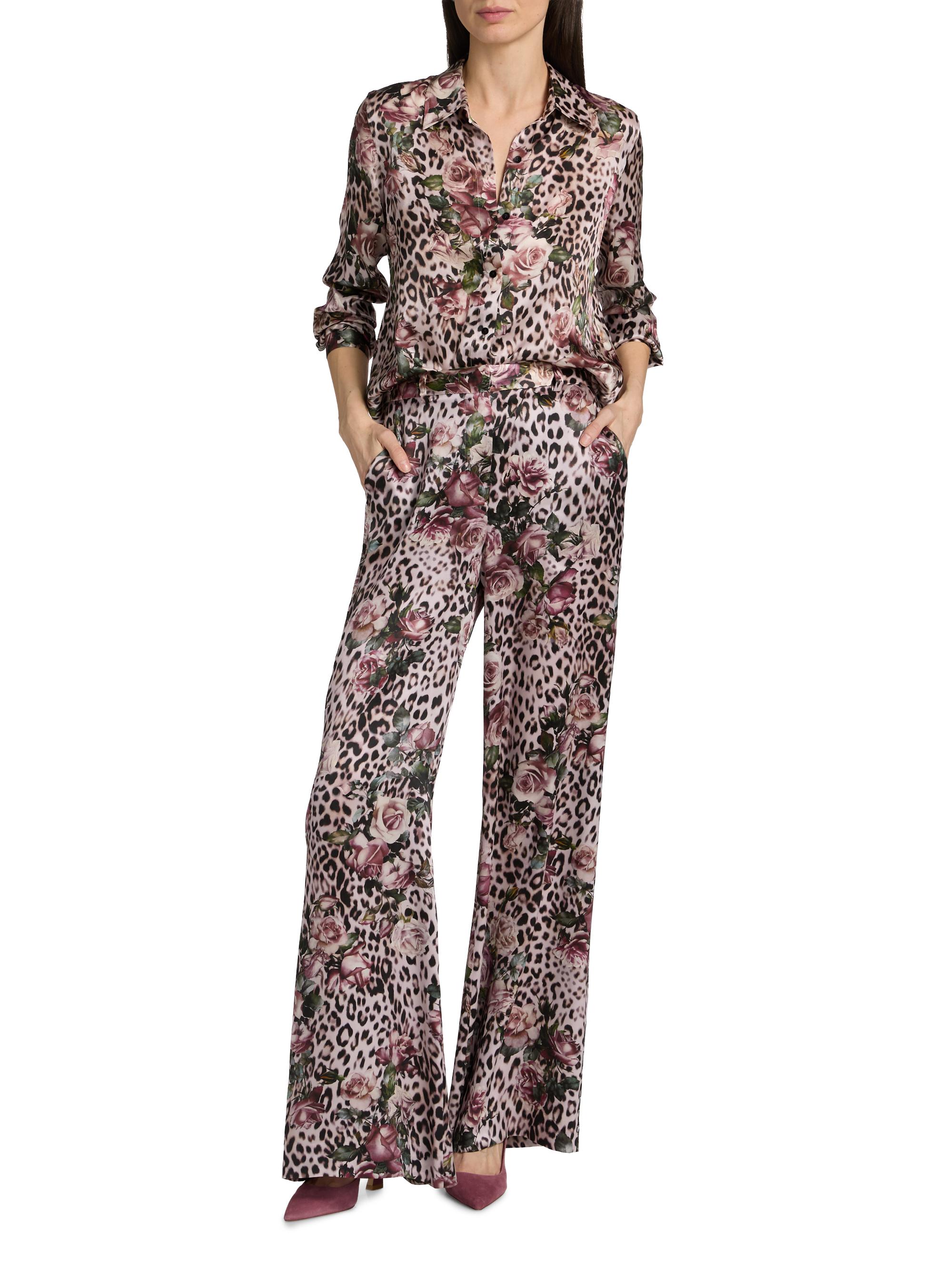 L'AGENCE Pilar Floral Leopard Wide-Leg Pants | Saks Fifth Avenue