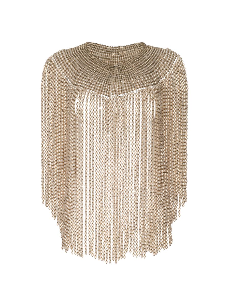 L'AGENCE Yves Imitation-Pearl Fringed Cape | Saks Fifth Avenue