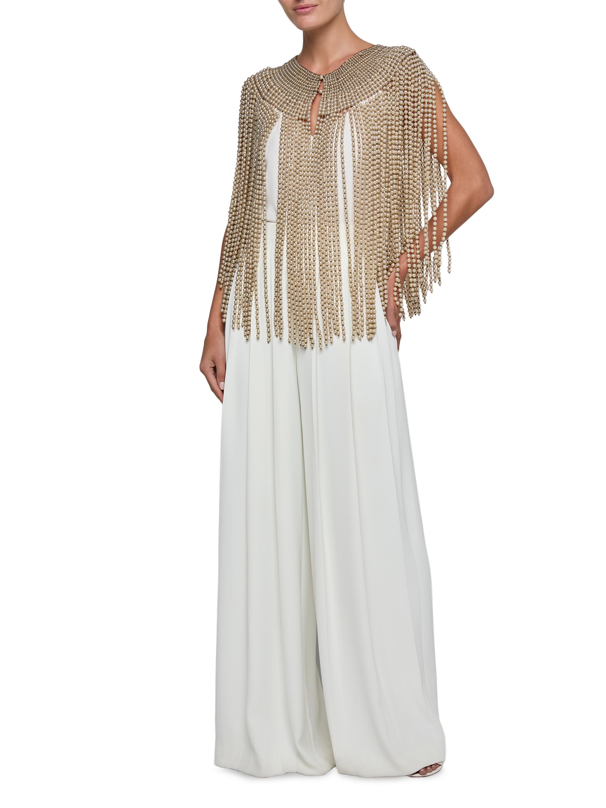 L'AGENCE Yves Imitation-Pearl Fringed Cape | Saks Fifth Avenue