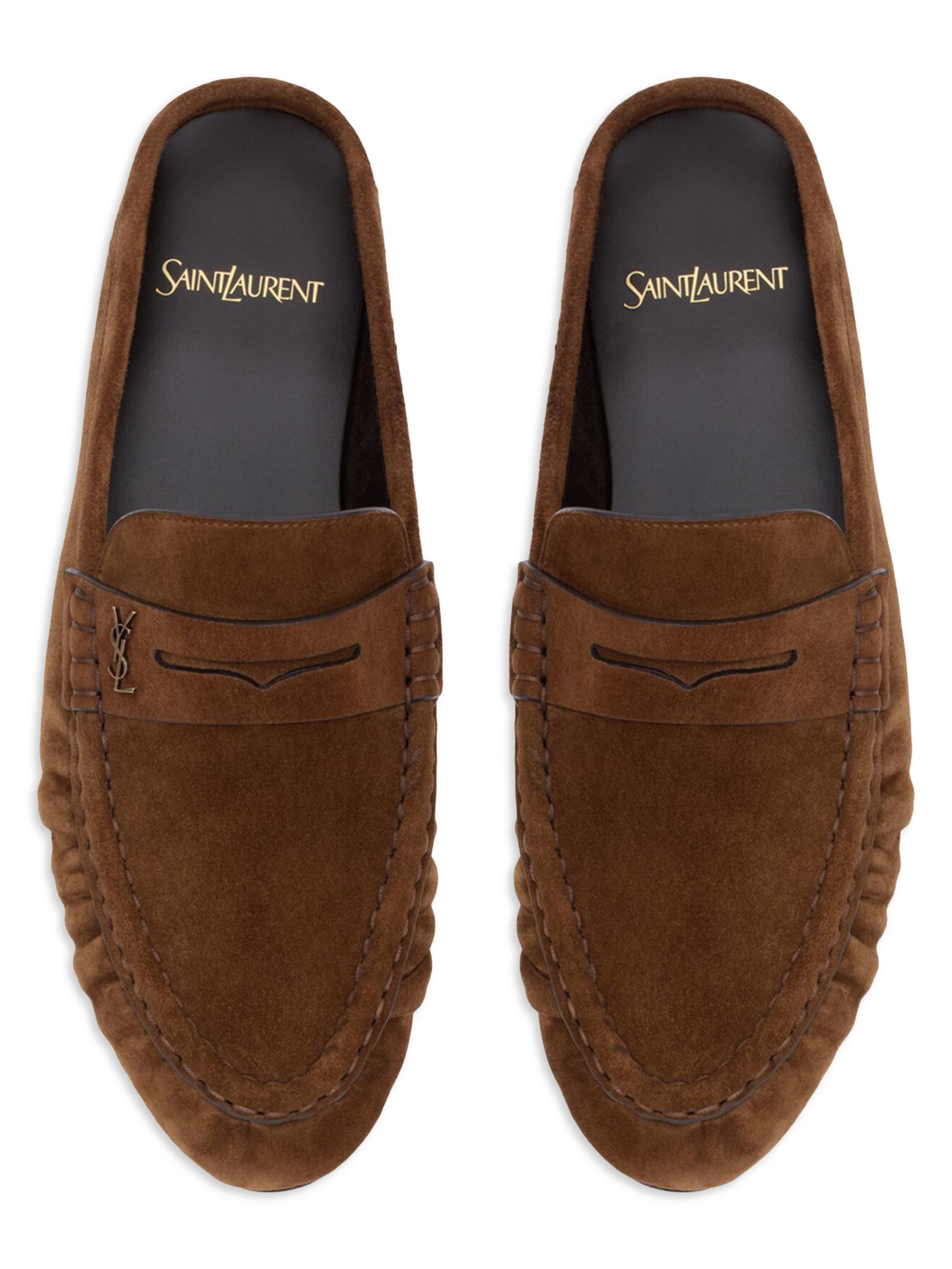 Saint Laurent Le Loafer Mules in Suede | Saks Fifth Avenue