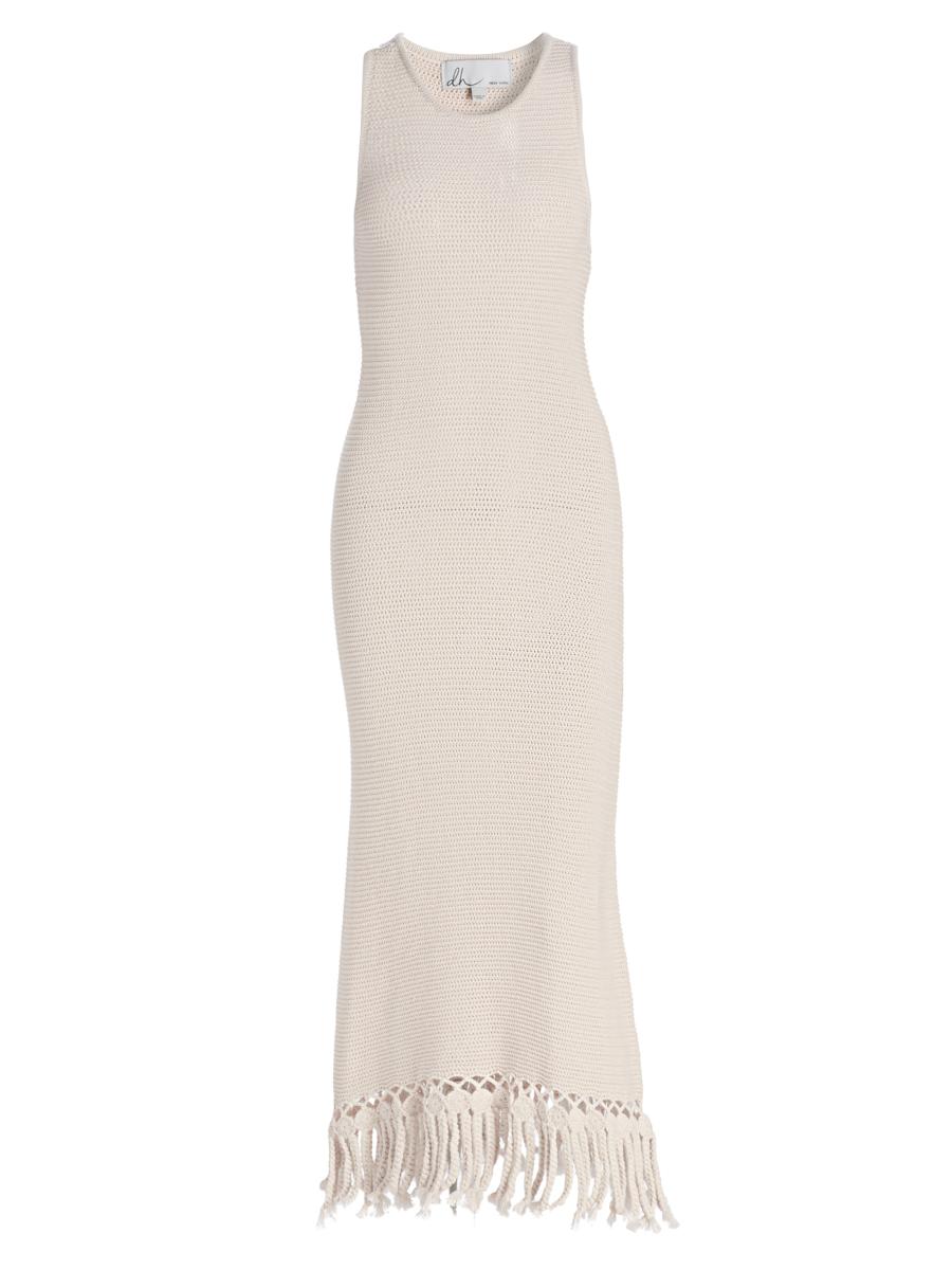 dh New York Colleen Fringe-Trim Knit Midi-Dress | Saks Fifth Avenue
