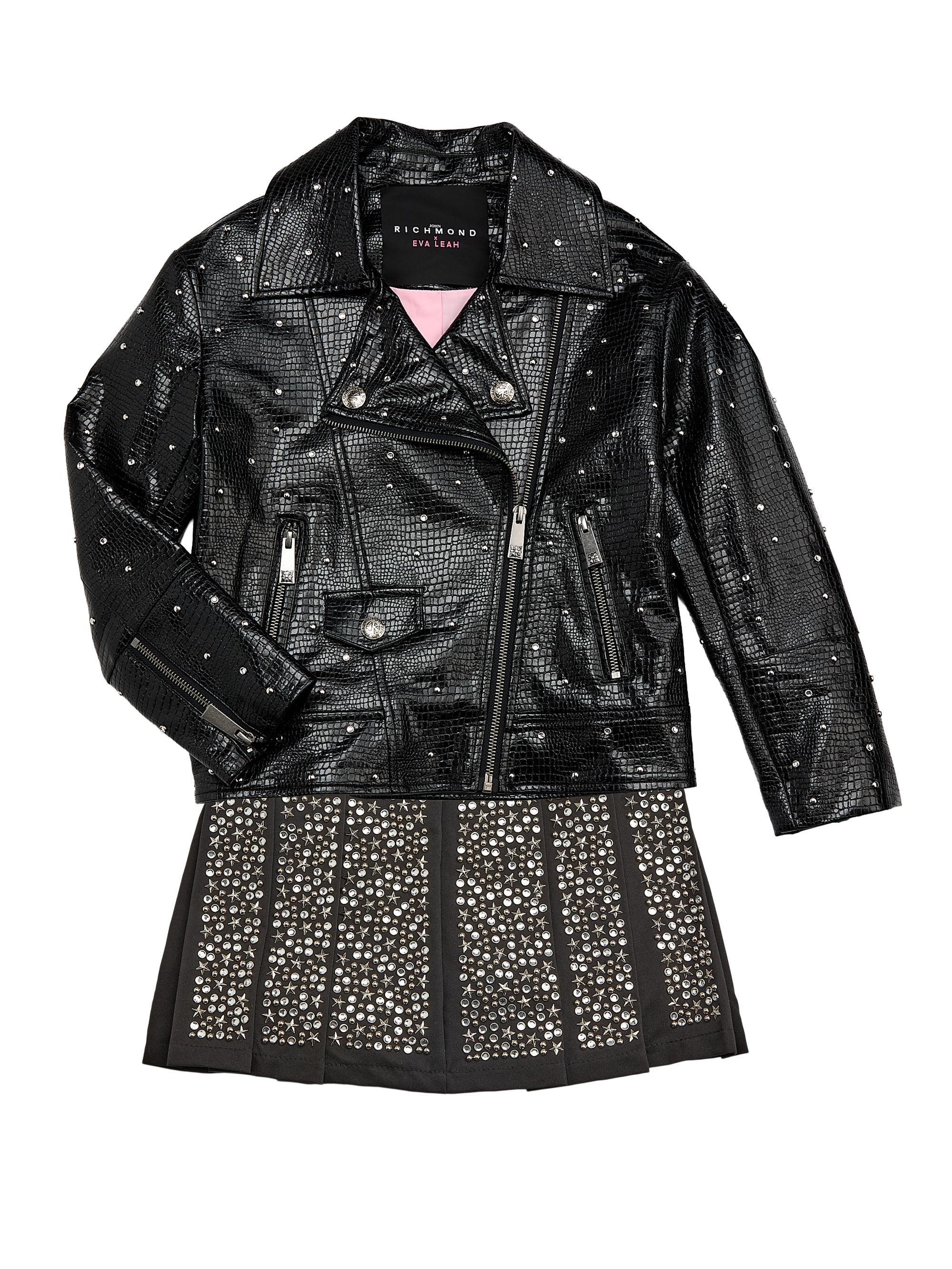 John Richmond Little Girl's & Girl's Embellished Croc-Embossed Biker ...